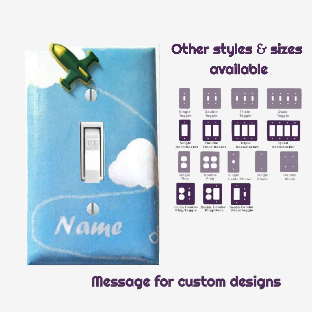 Personalized Airplane Light Switch Cover Transportation Nursery Plane ...