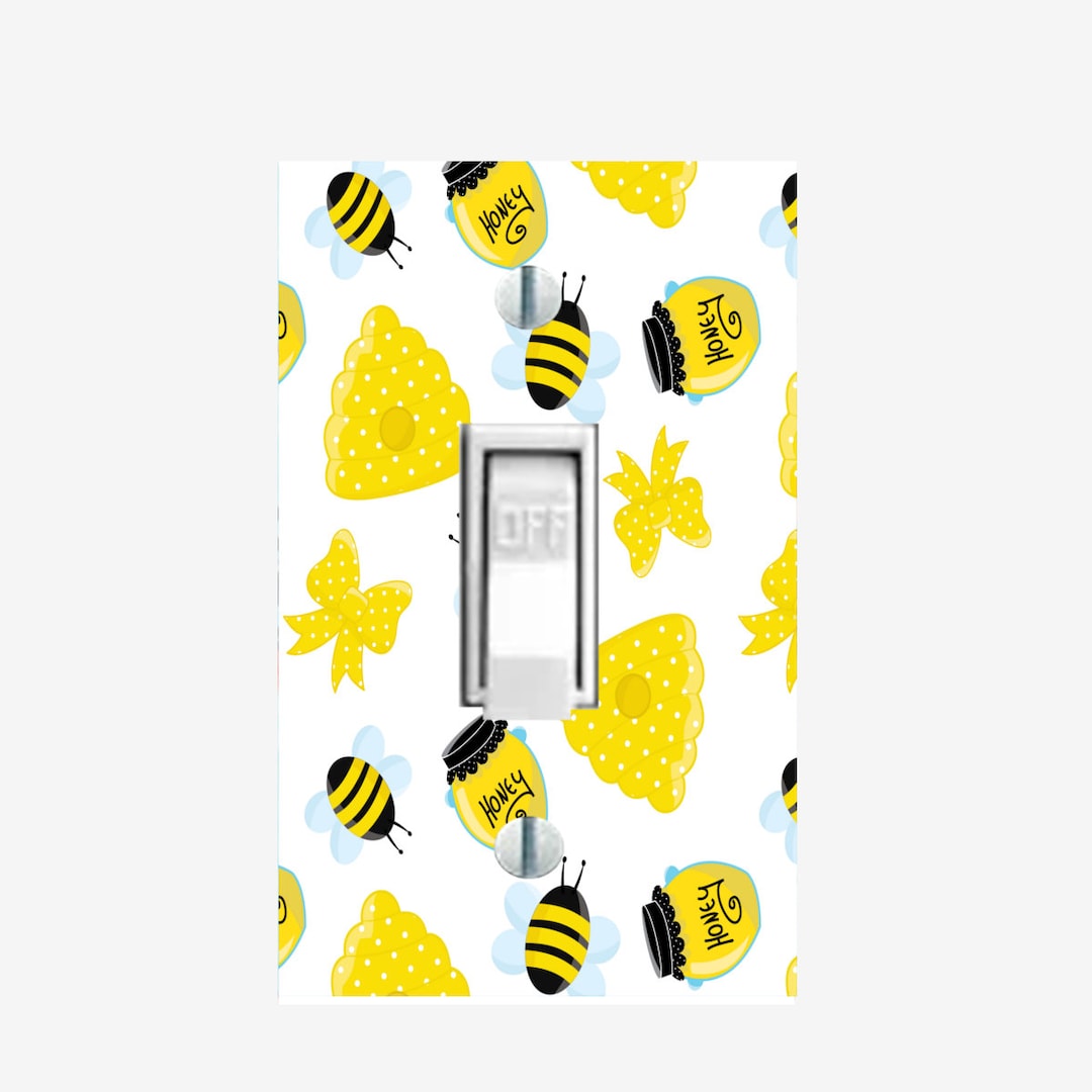 Bees Beehive Honey and Bows Light Switch Cover for Gen-z Yellow Black ...