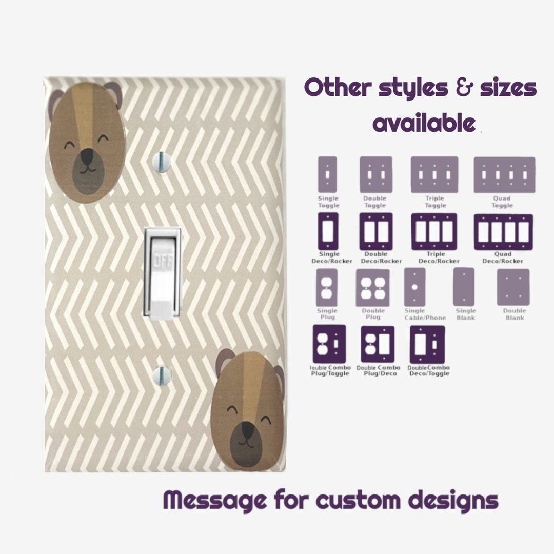 Bear Light Switch Cover Woodland Nursery Decor Gender Neutral Baby Gift ...