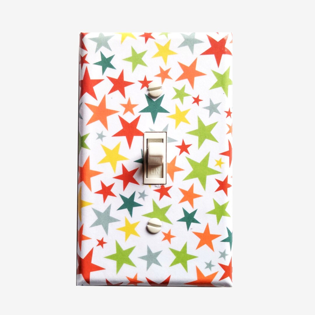 Stars Light Switch Cover Colorful Playroom Decor Multicolored Rainbow ...