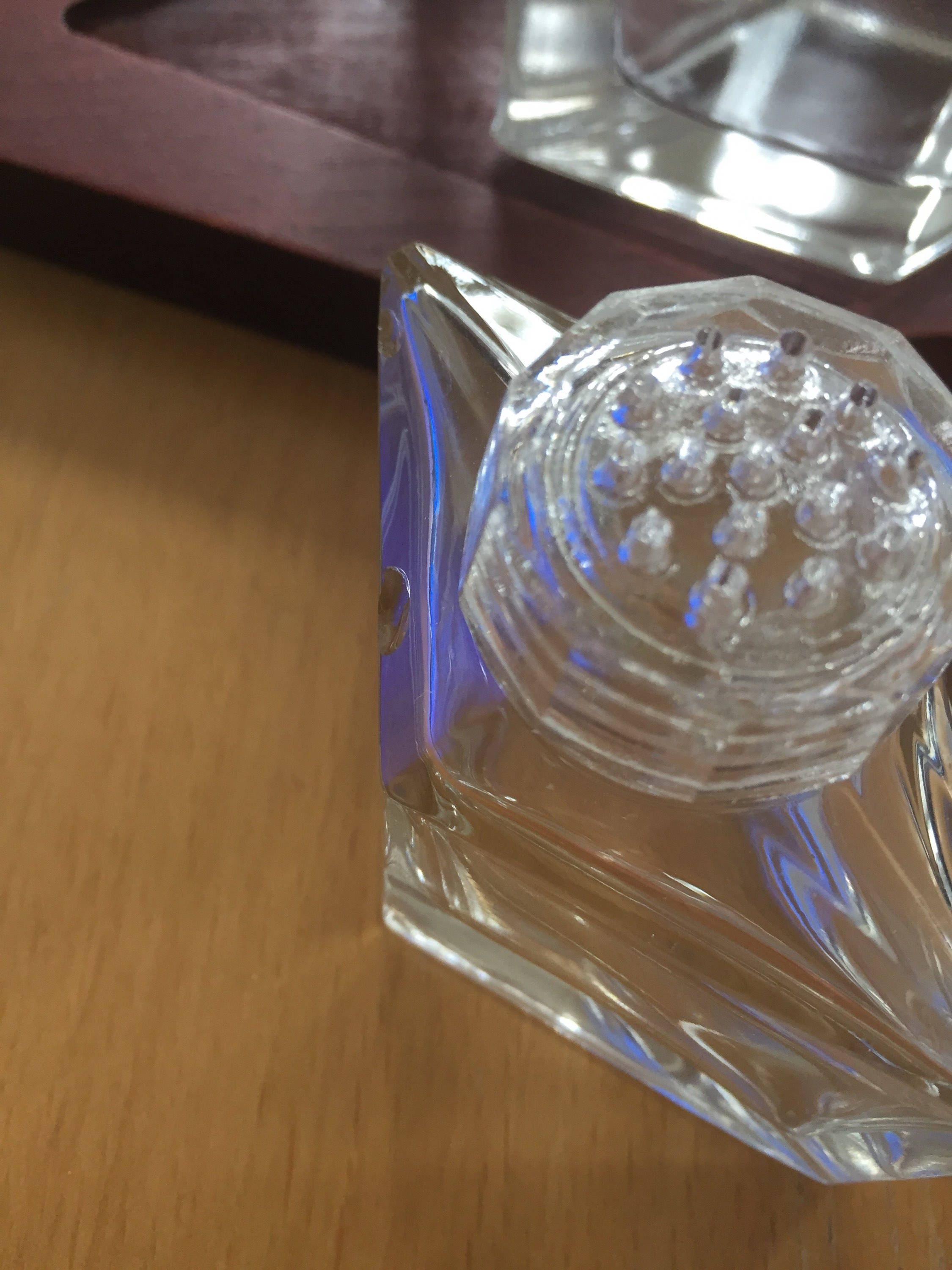 Danish/Midcentury Modern/Glass Condiments/Salt and Pepper Set/Teak ...