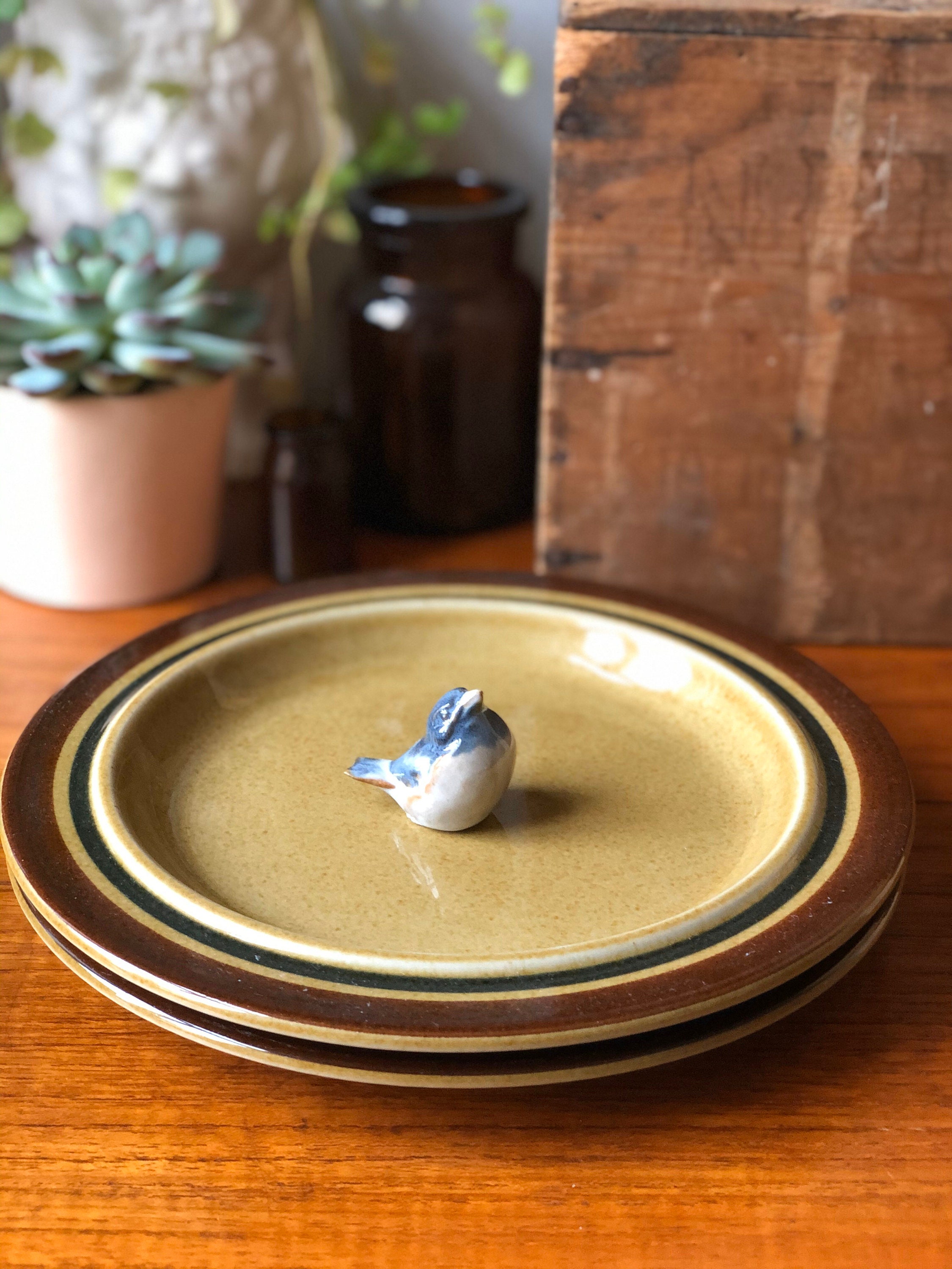 Arabia Finland Plates Otso Hand Painted Stoneware Olive green Brown Rim ...