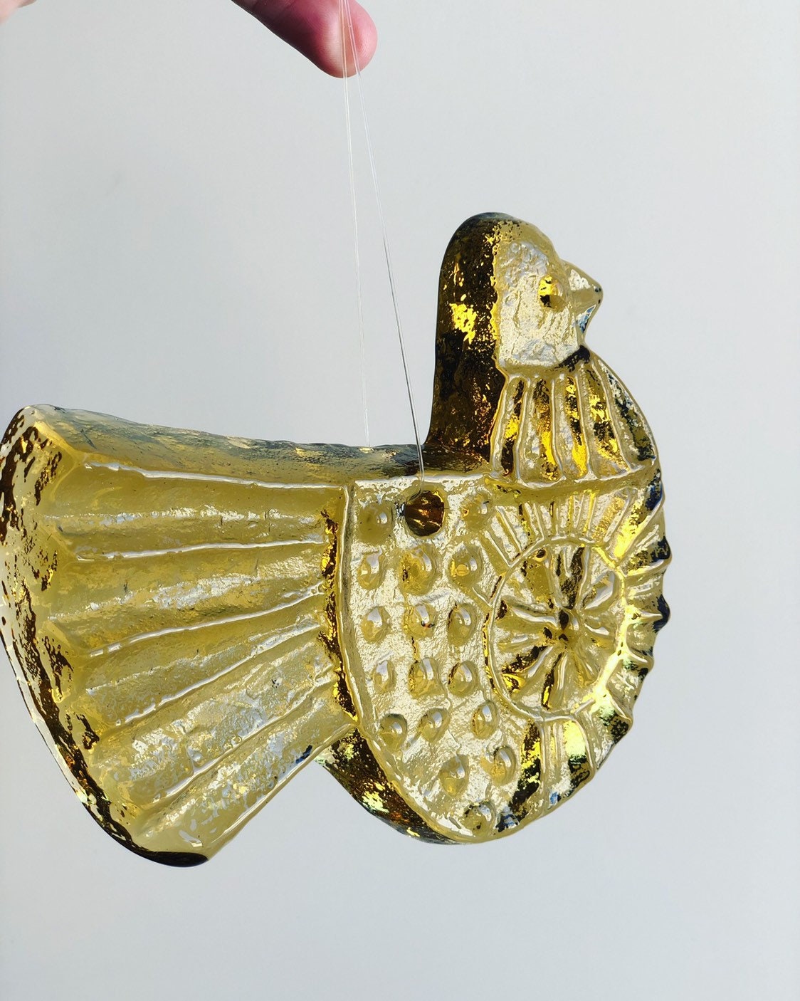 Pukeberg moderist amber bird sun catcher/ suncatcher glass yellow ...