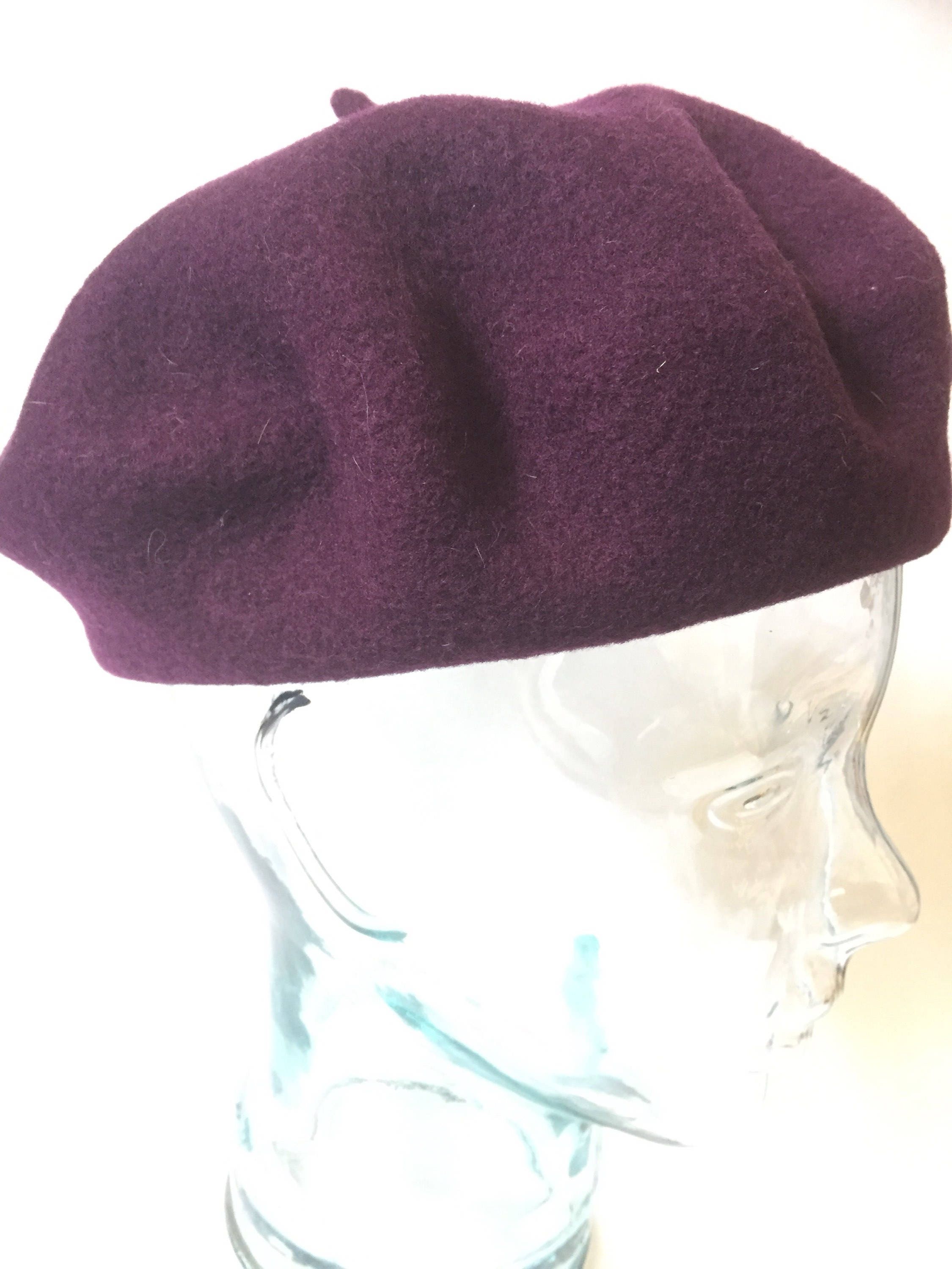 Kid's 1980s violet purple beret wool girl's