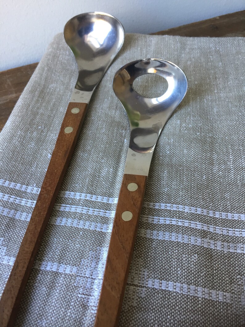 Danish Teak Wooden/serving/salad/tongs/stainless Steel - Etsy Canada
