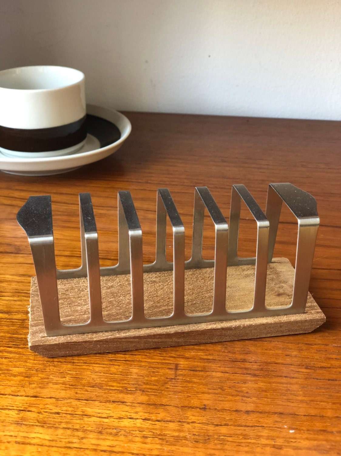 Swedish teak toast tray stainless steel toast holder
