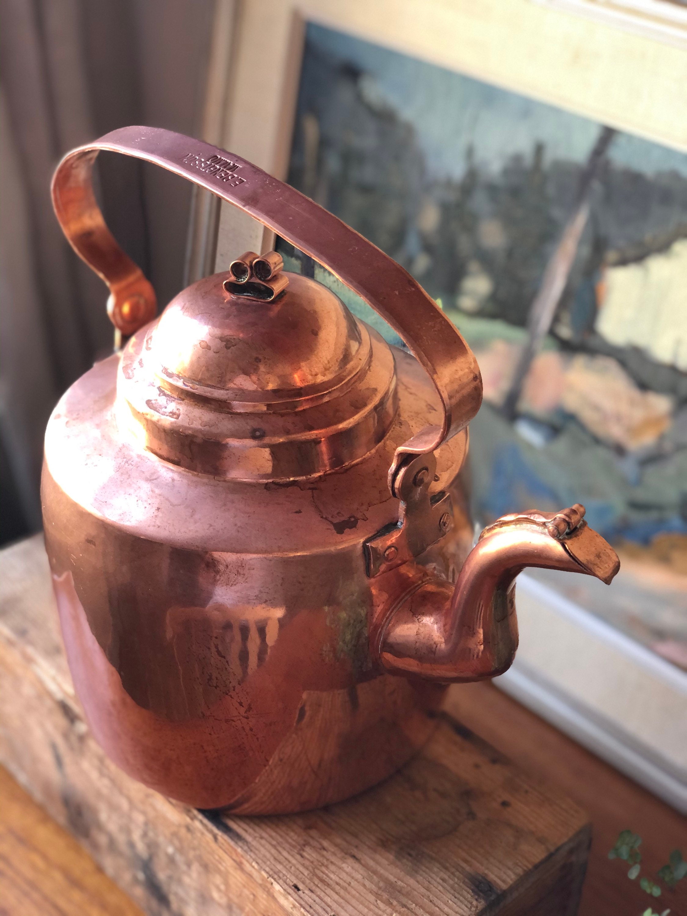 Antique Swedish copper kettle late 1800s Stamped E. Bengtsson Malmö