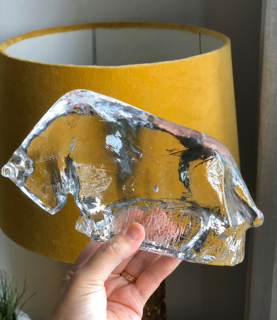 Crystal Glass Bull Sculpture Figurine Pukeberg Sweden Designed | Etsy