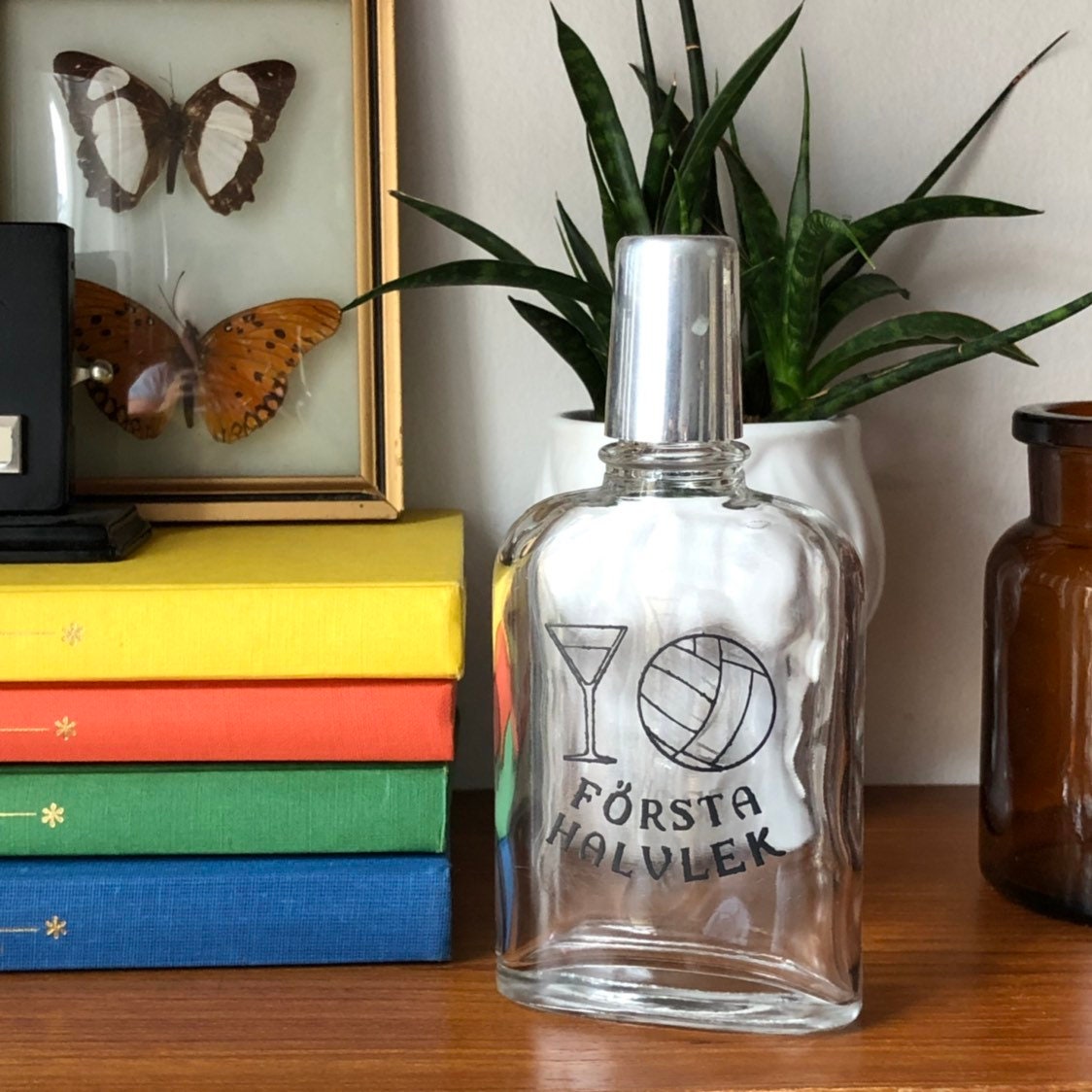 4oz glass hip flask Swedish parody joke / first half / första halvlek ...