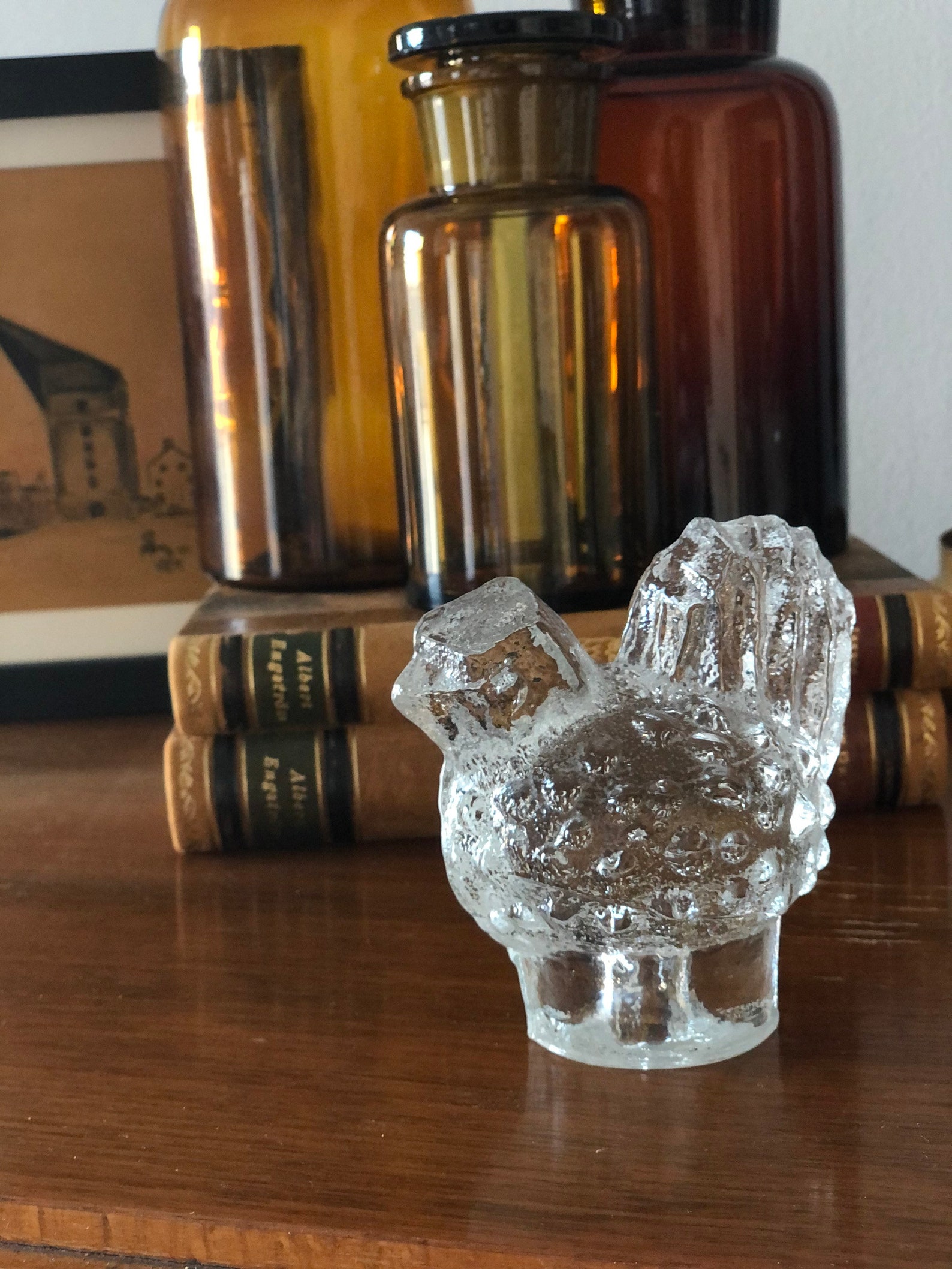 Modern Hen Bird Glass Sculpture Figurine Pukeberg by Uno | Etsy