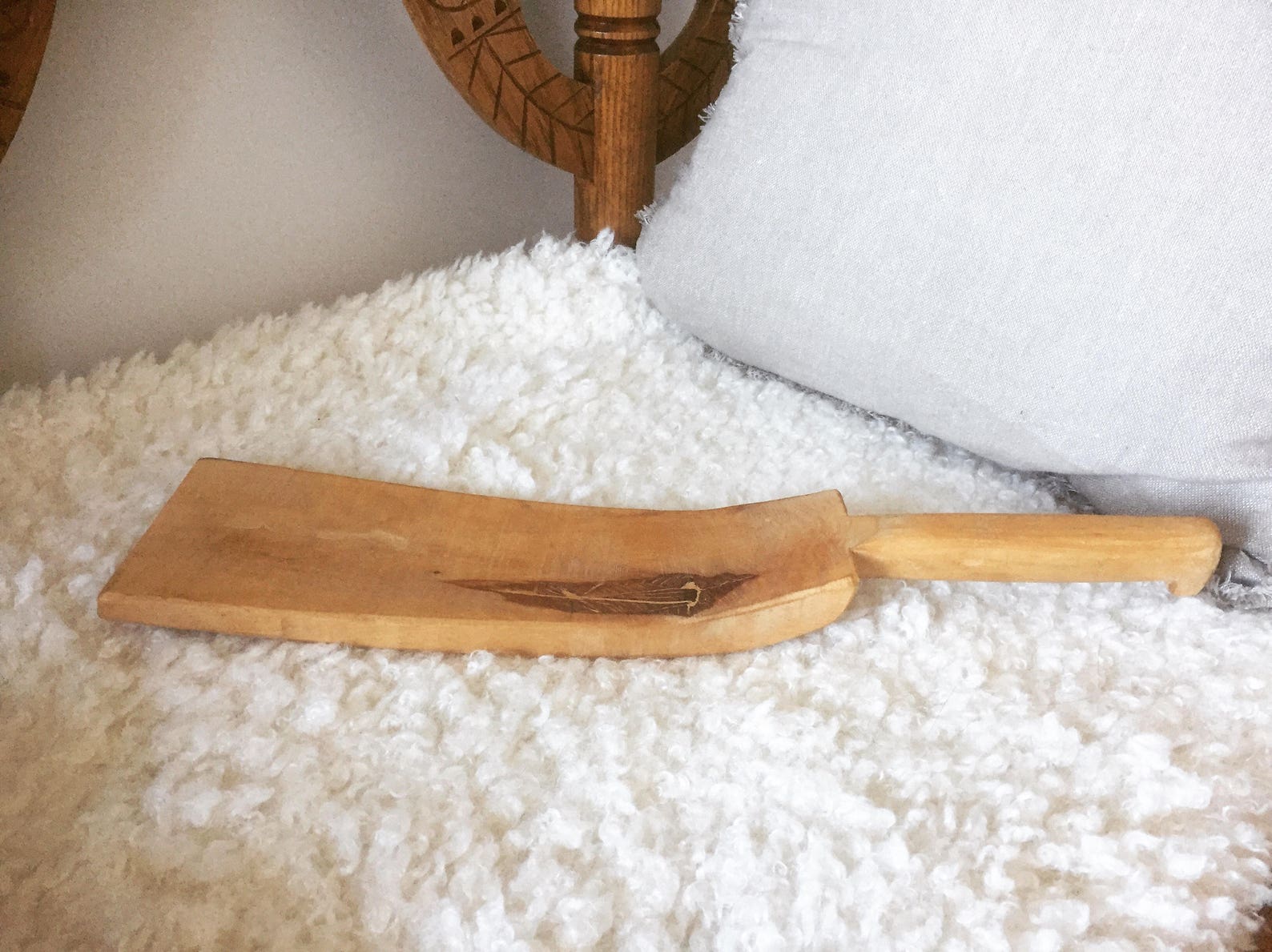 Vintage Scandinavian Wooden Handcarved Serving Tray With - Etsy