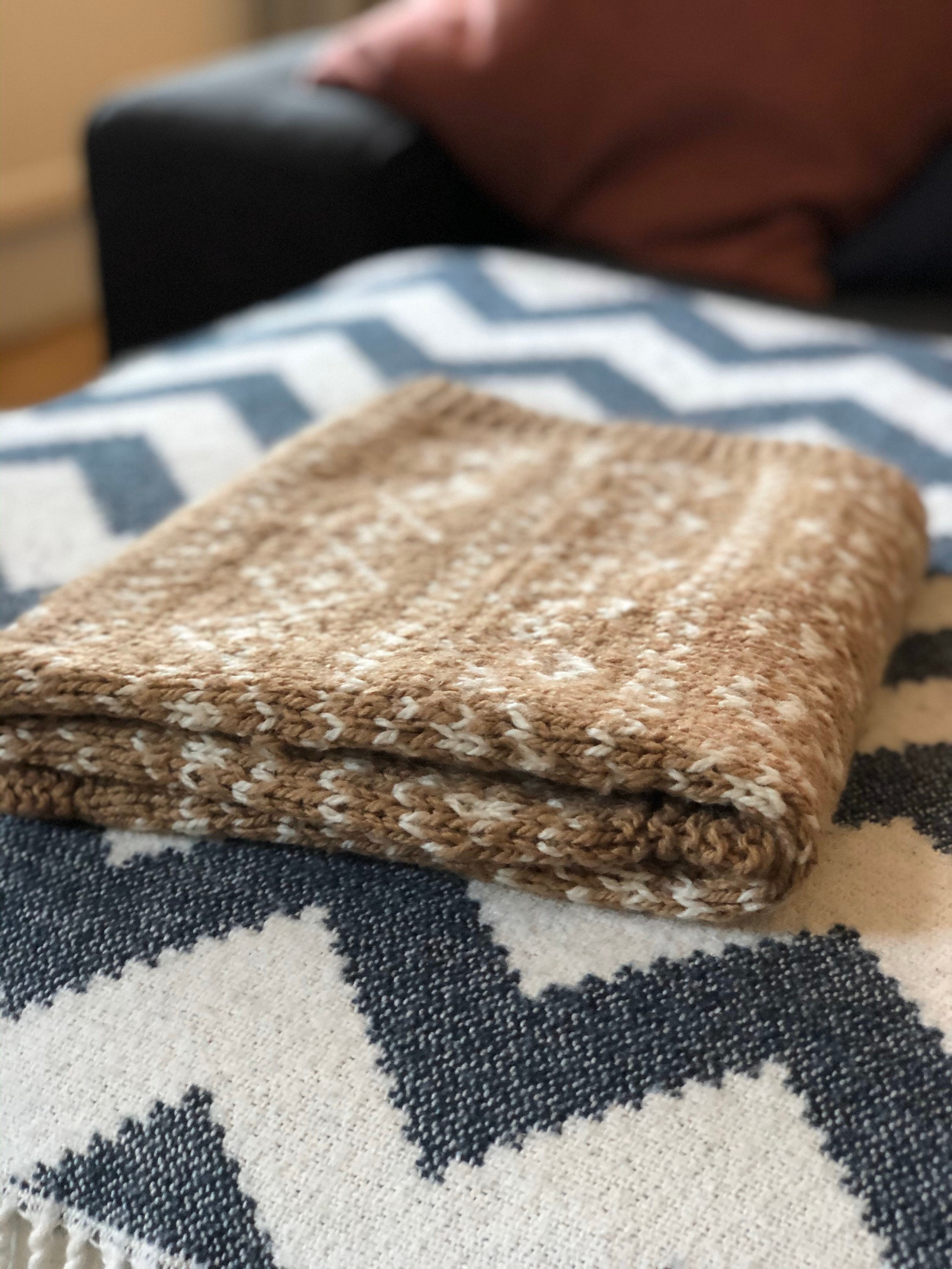 Vintage Scandinavian knitted boho baby blanket /cover pram crib cradle ...