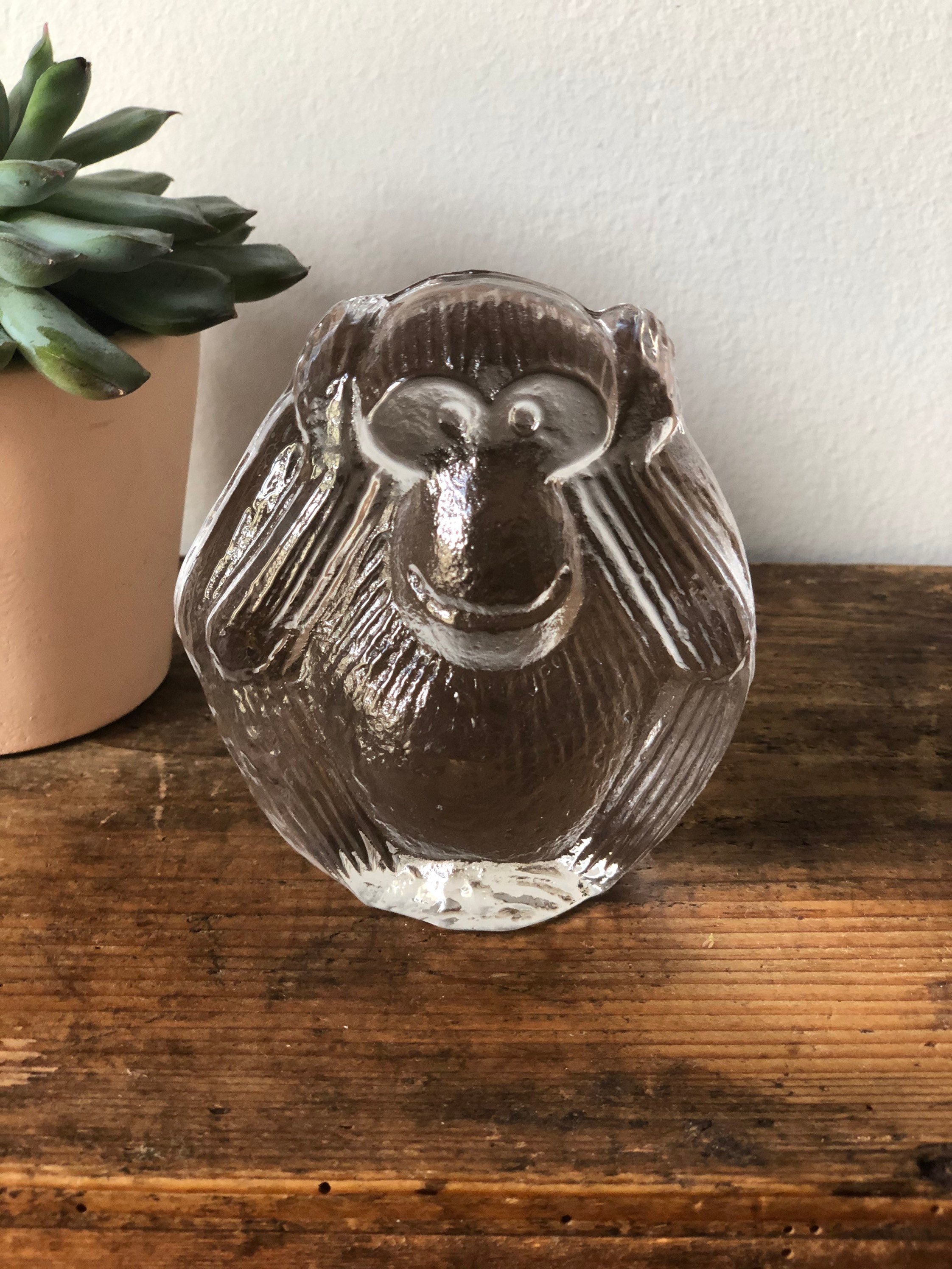 Lisa Larson monkey Swedish glass 1970s flat back zoo series royal krona