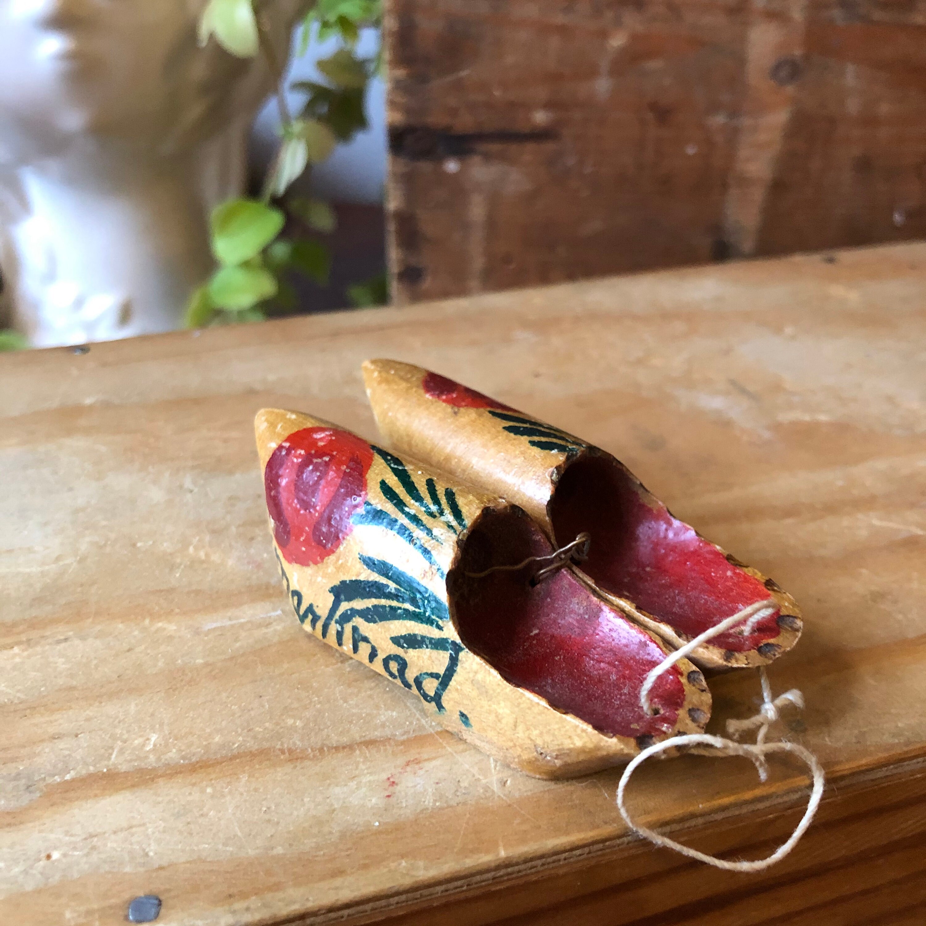 Swedish wooden midcentury modern miniature clogs shoes Hand carved hand ...
