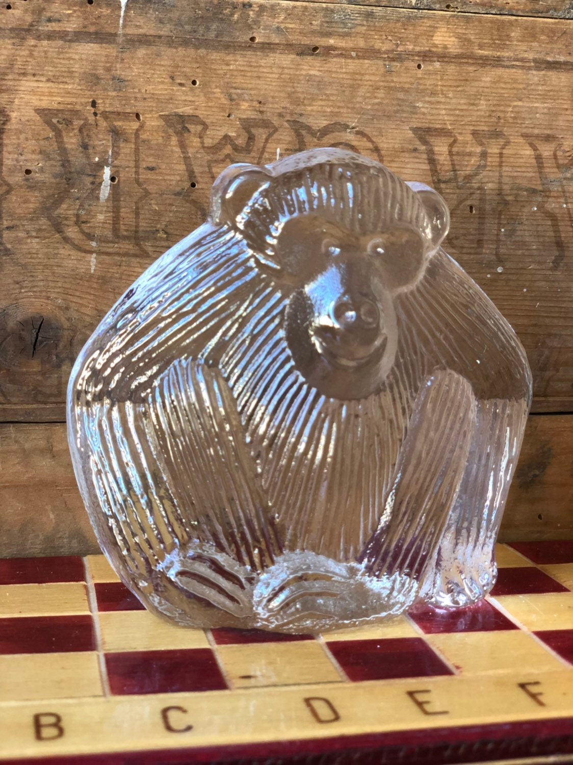 Lisa Larson monkey Swedish glass 1970s flat back zoo series royal krona
