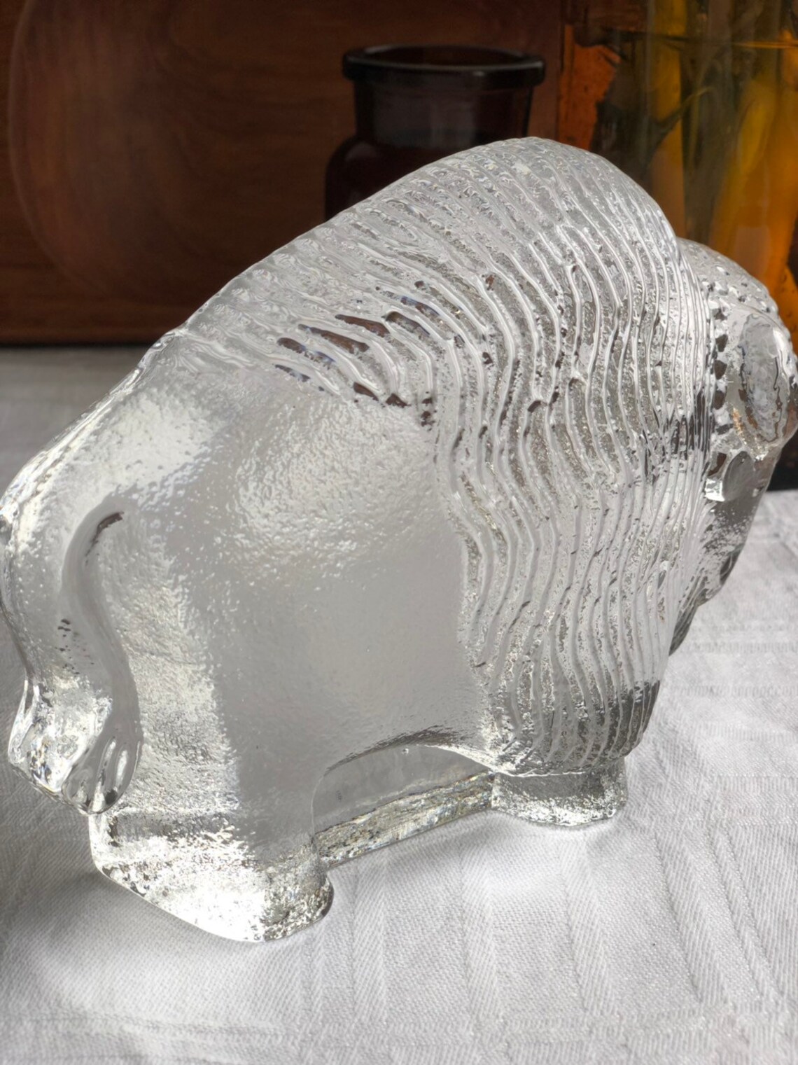 XL Lisa Larson Glass Bison Buffalo Swedish Glass 1970s Flat Back ...