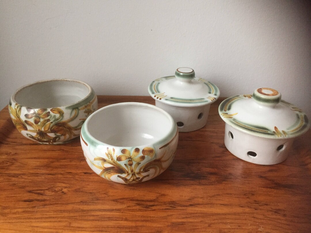 Keraluc par de ollas tapadas Quimper esmaltado gres vintage France ...