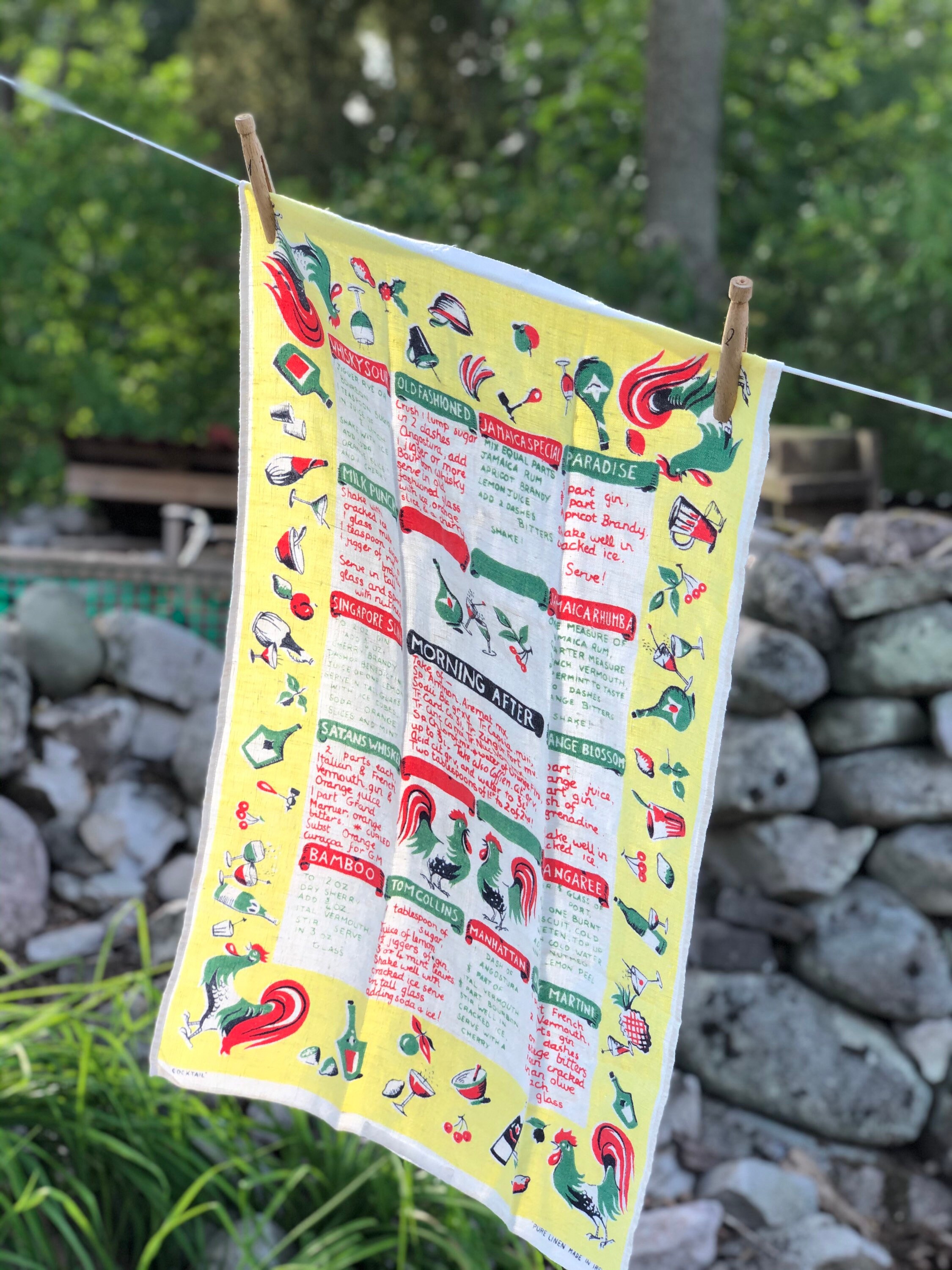 Irish linen vintage colorful tea towel / kitchen towel from Ireland ...