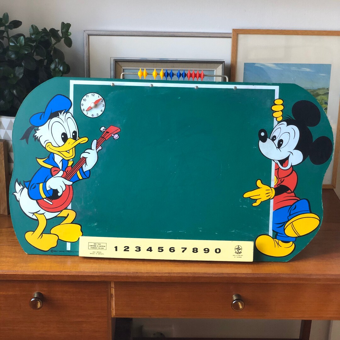 Vintage Disney Slate Chalkboard With Clock and Arabicas Mickey Mouse ...