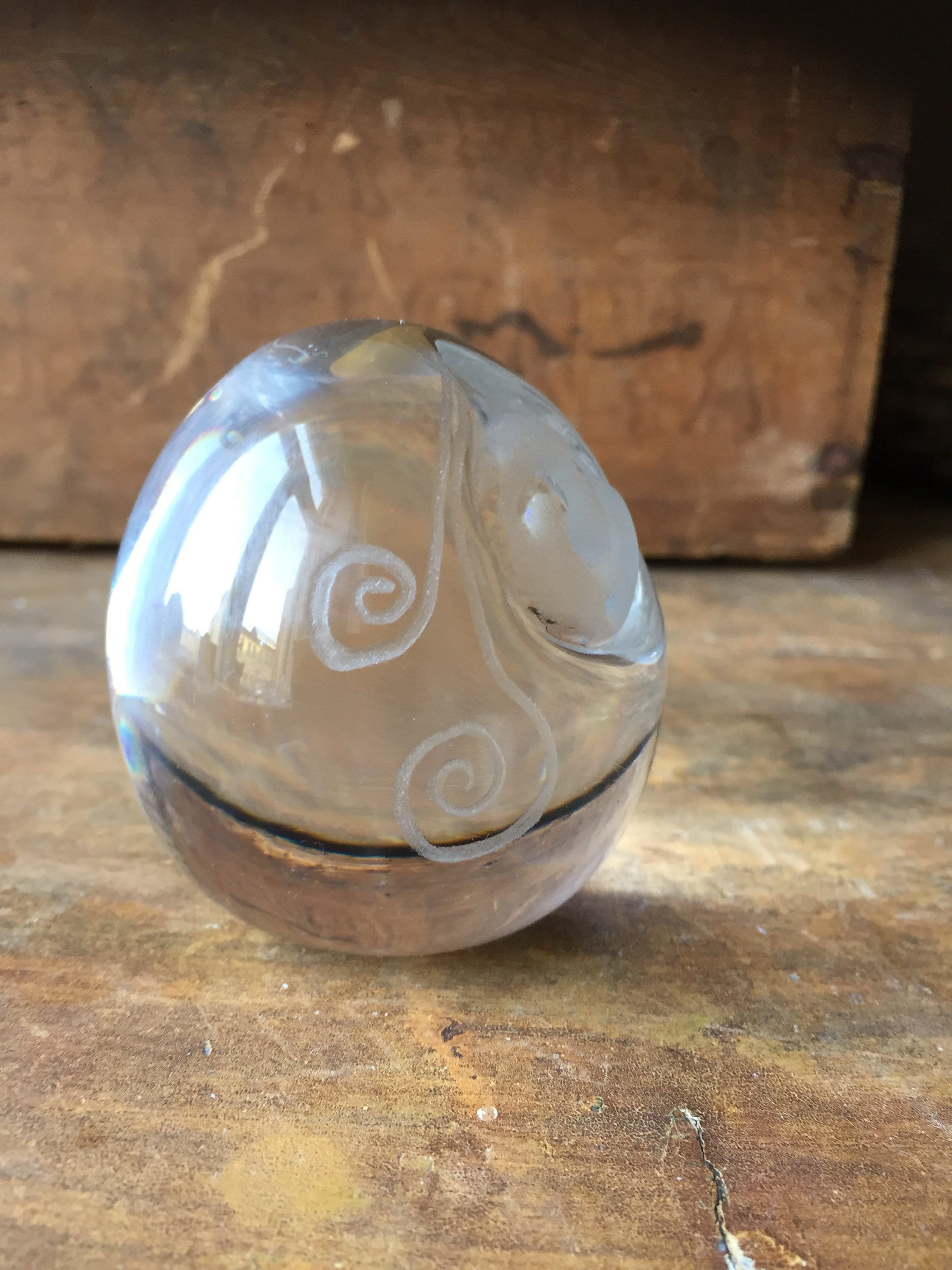 Scandinavian glass paperweight by Royal Krona babushka made in Sweden