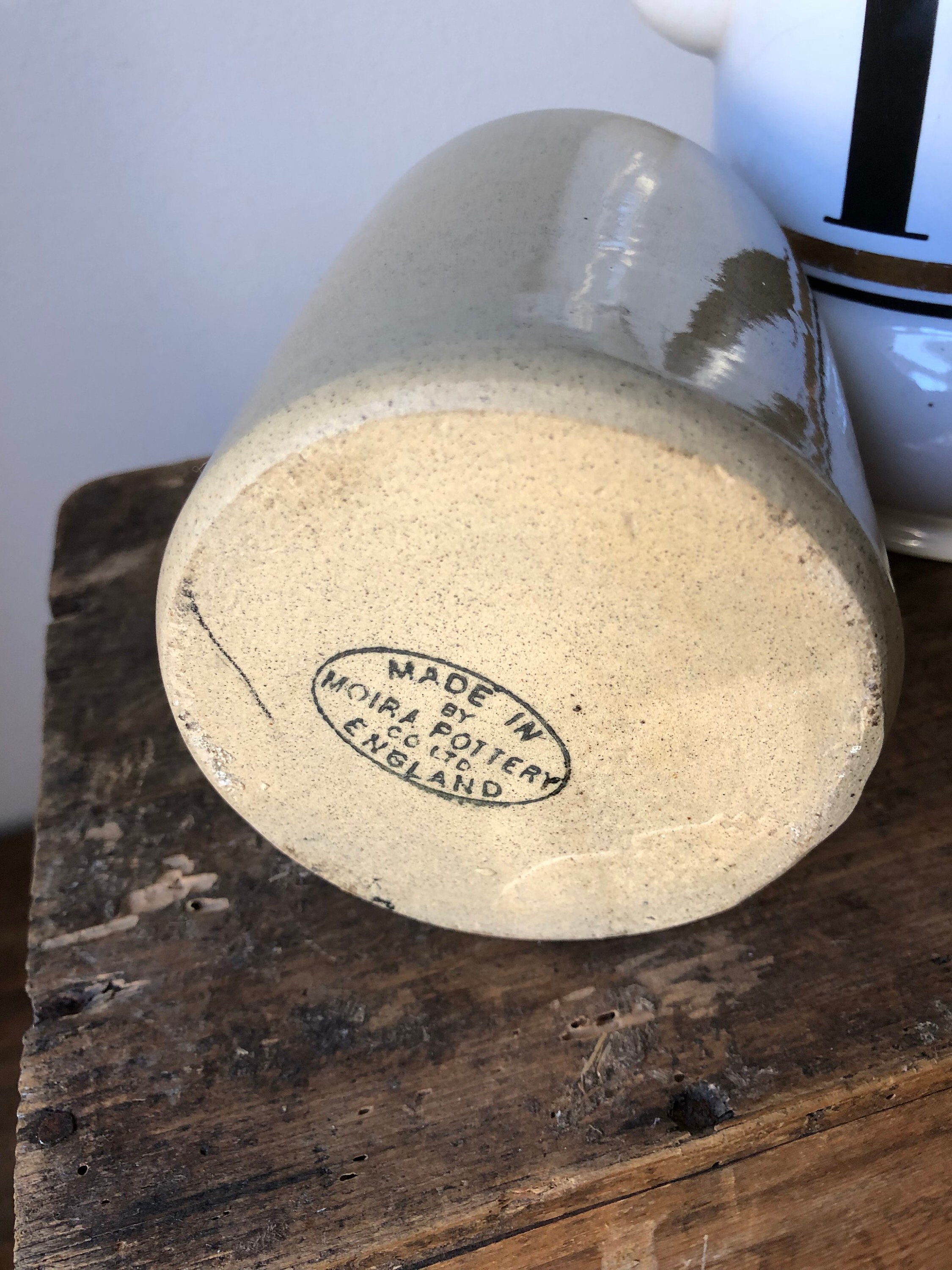 Antique Moira pottery Vintage glazed bottle with cork 1910 / cox and Purves