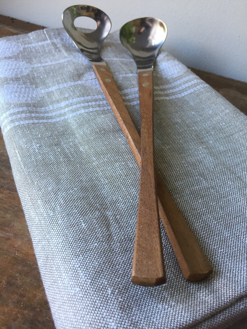 Danish Teak Wooden/serving/salad/tongs/stainless Steel - Etsy Canada