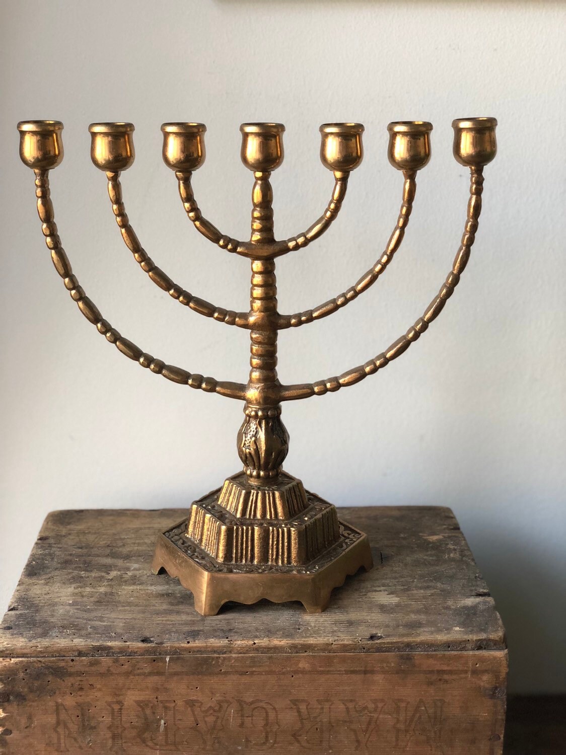 Heavy bronze menorah vintage pedestal stunning Chanukah bronze malm ...