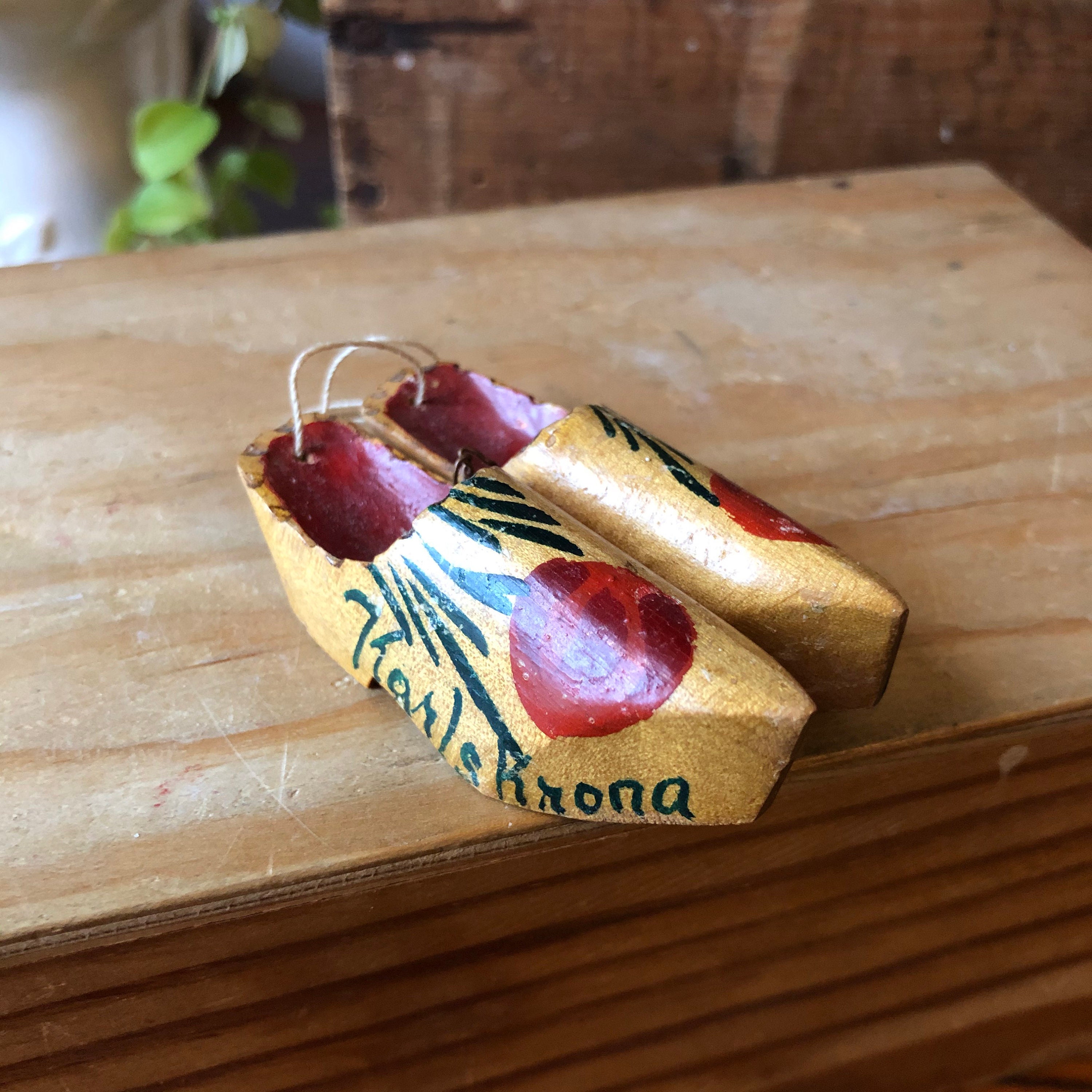 Swedish wooden midcentury modern miniature clogs shoes Hand carved hand ...