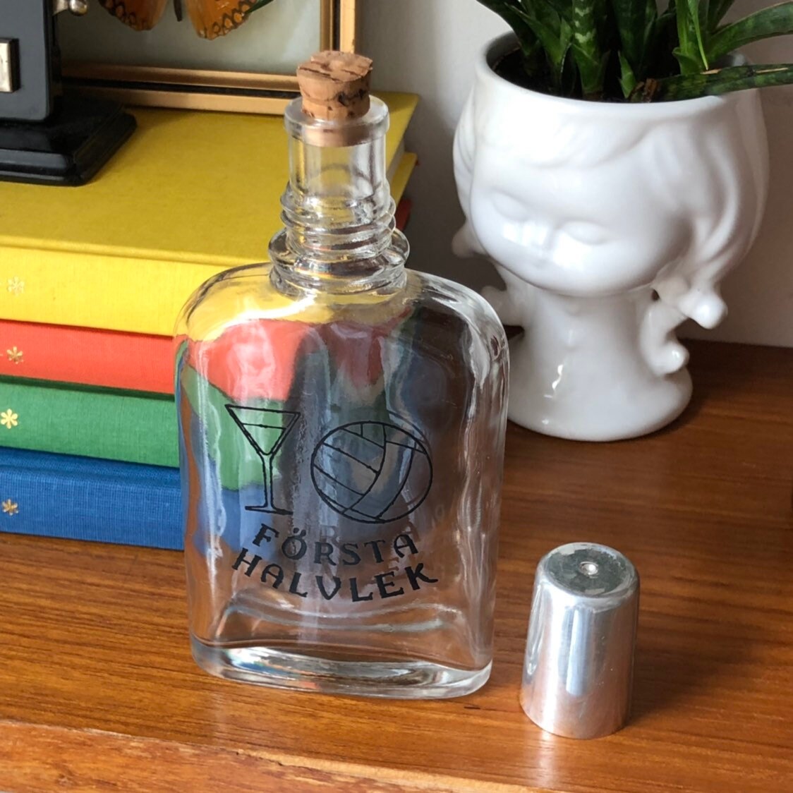 4oz glass hip flask Swedish parody joke / first half / första halvlek ...