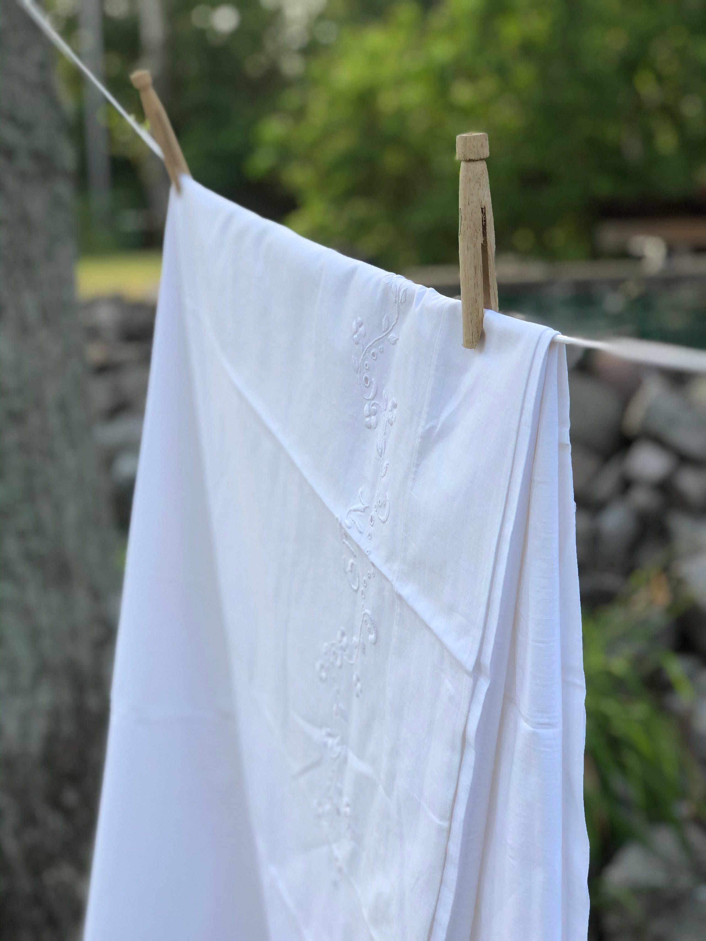 Vintage Scandinavian linens flat sheet hand embroidered monogrammed EFN ...