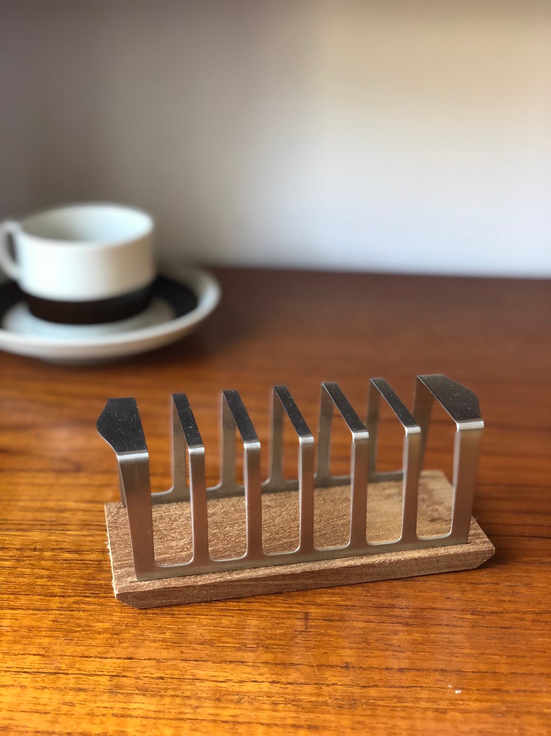 Swedish teak toast tray stainless steel toast holder