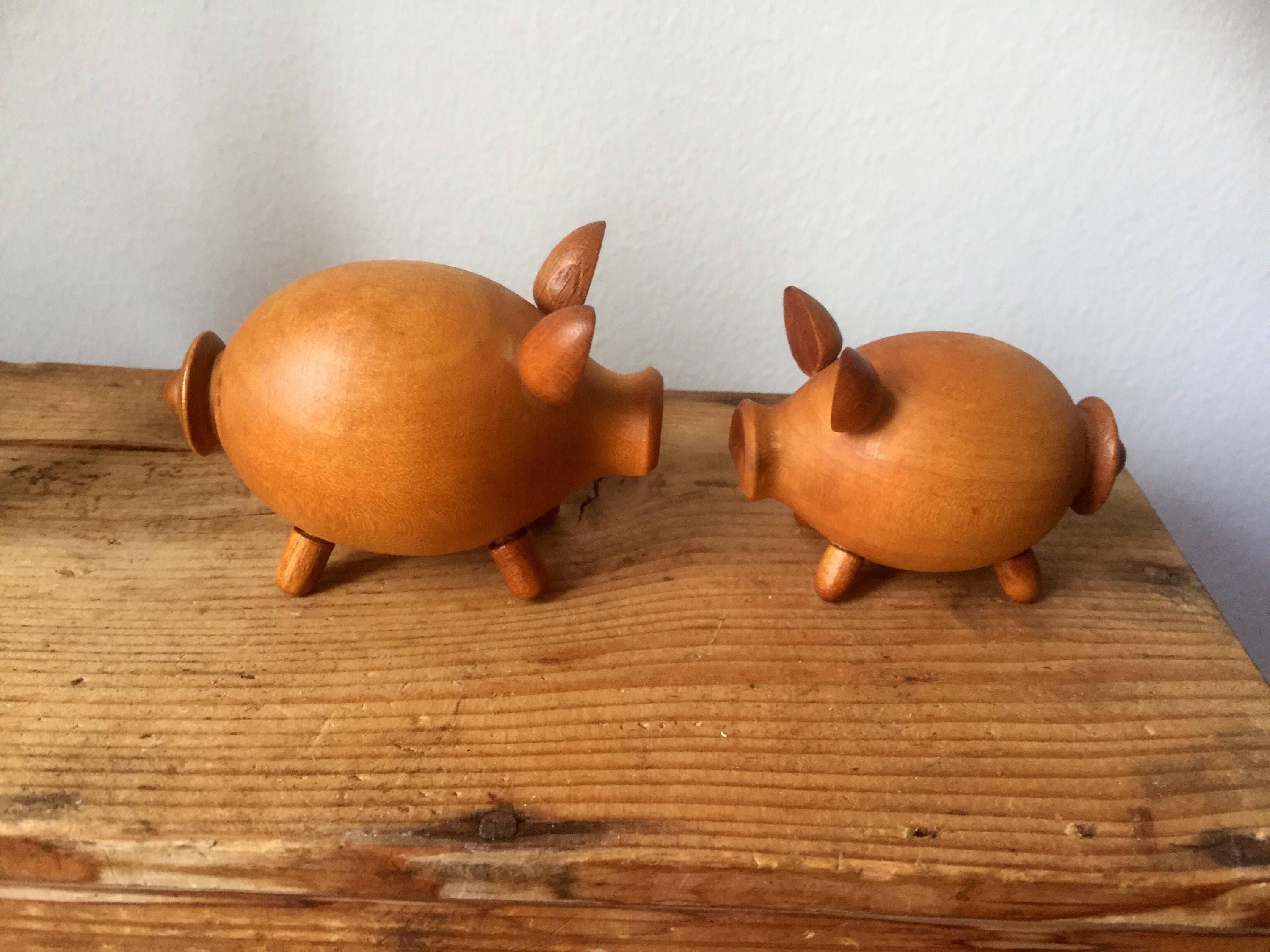 wooden /pig /salt and pepper shakers/midcentury modern/vintage/hand ...