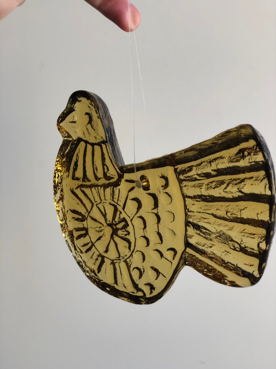 Pukeberg moderist amber bird sun catcher/ suncatcher glass yellow ...