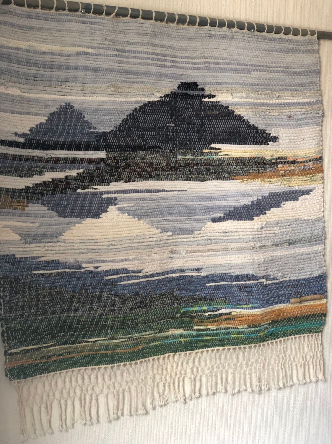 Original Scandinavian rag rug woven textil art wall hanging tapestry ...