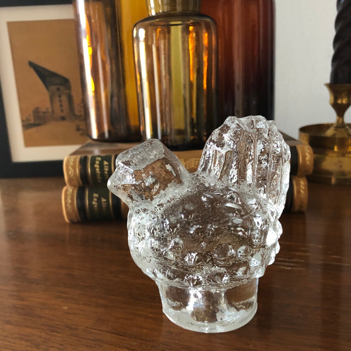 Modern Hen Bird Glass Sculpture Figurine Pukeberg by Uno | Etsy