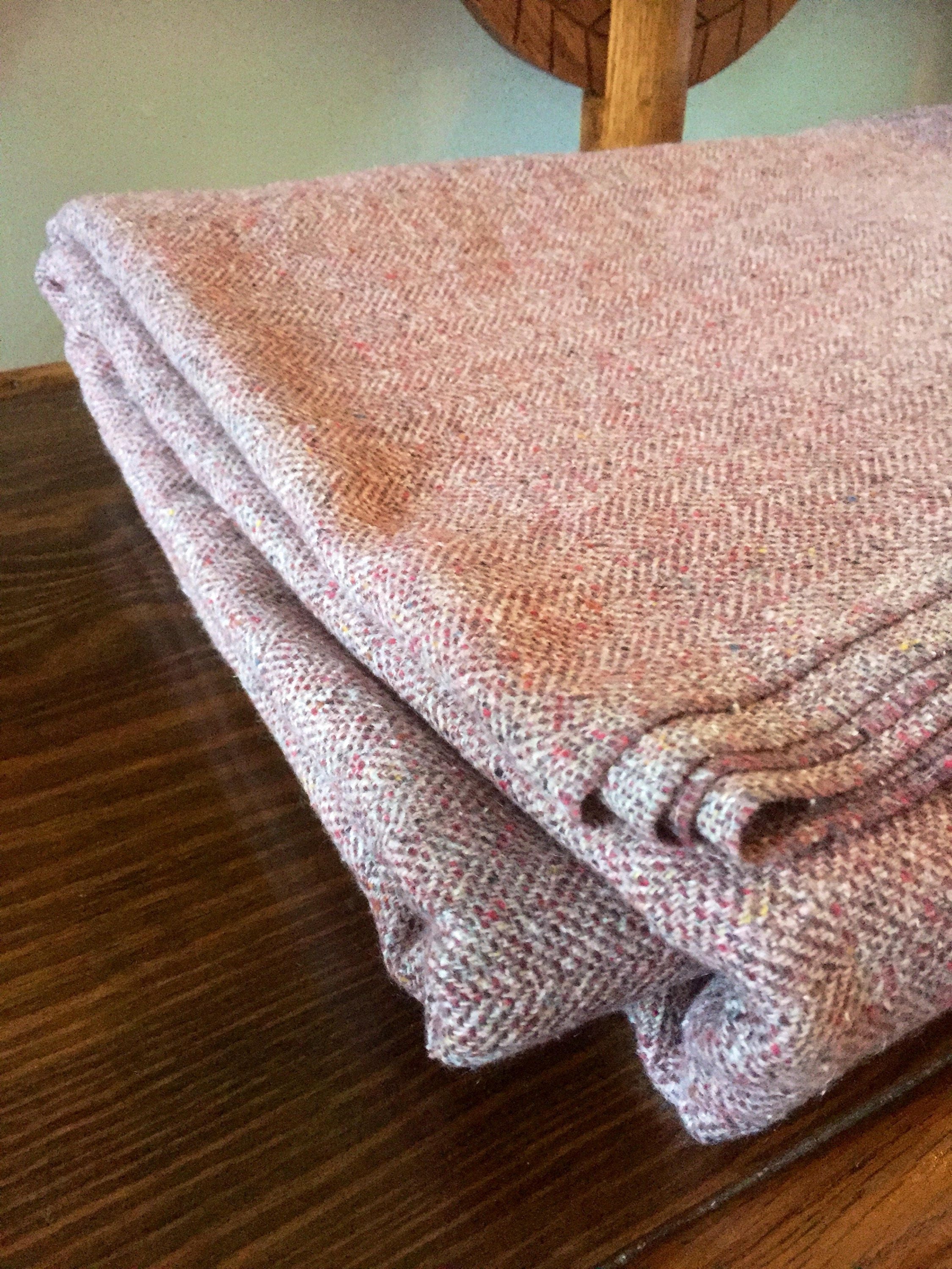 large herringbone plum millennial pink material thick wool cotton blend ...