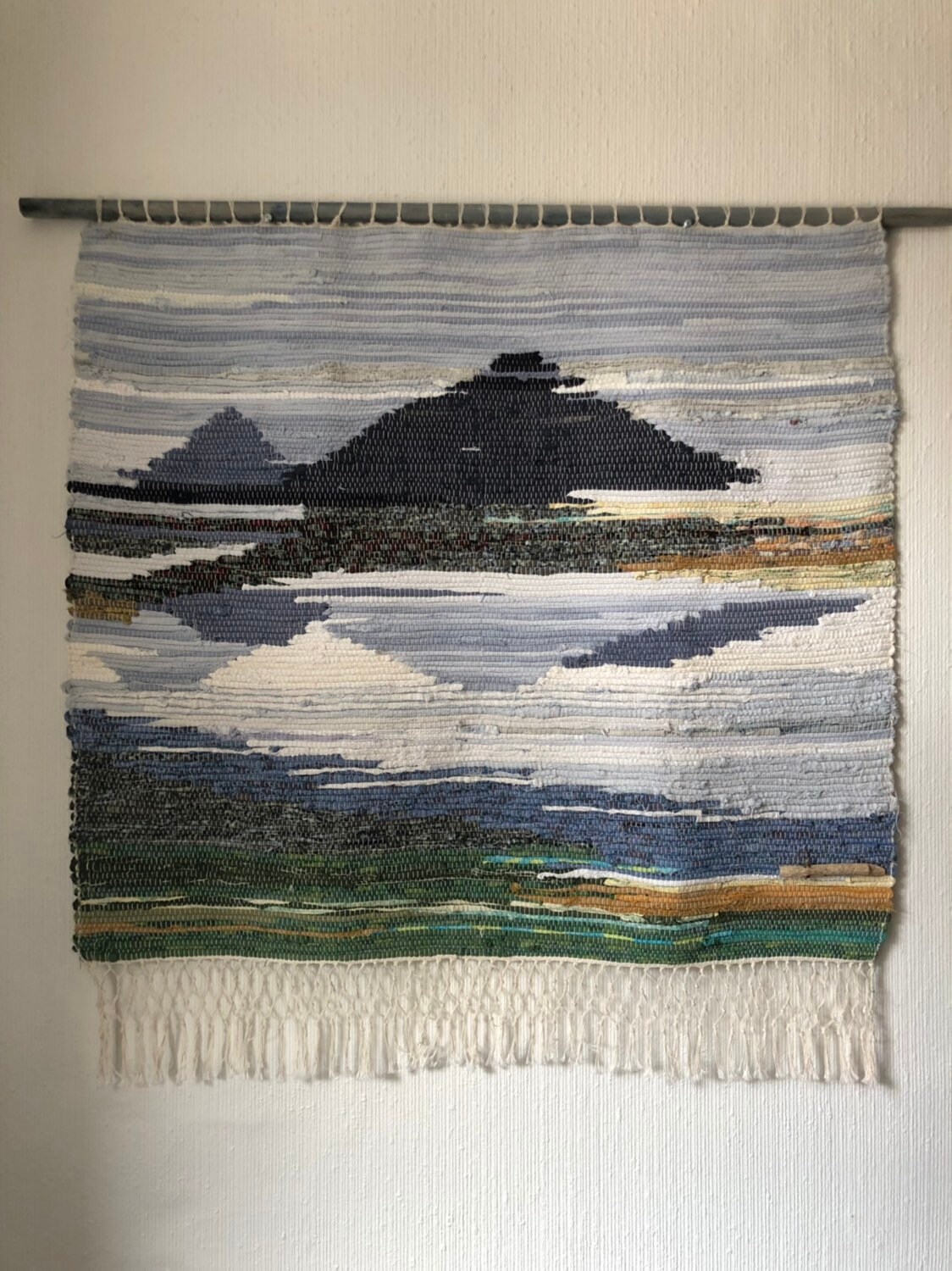 Original Scandinavian rag rug woven textil art wall hanging tapestry ...