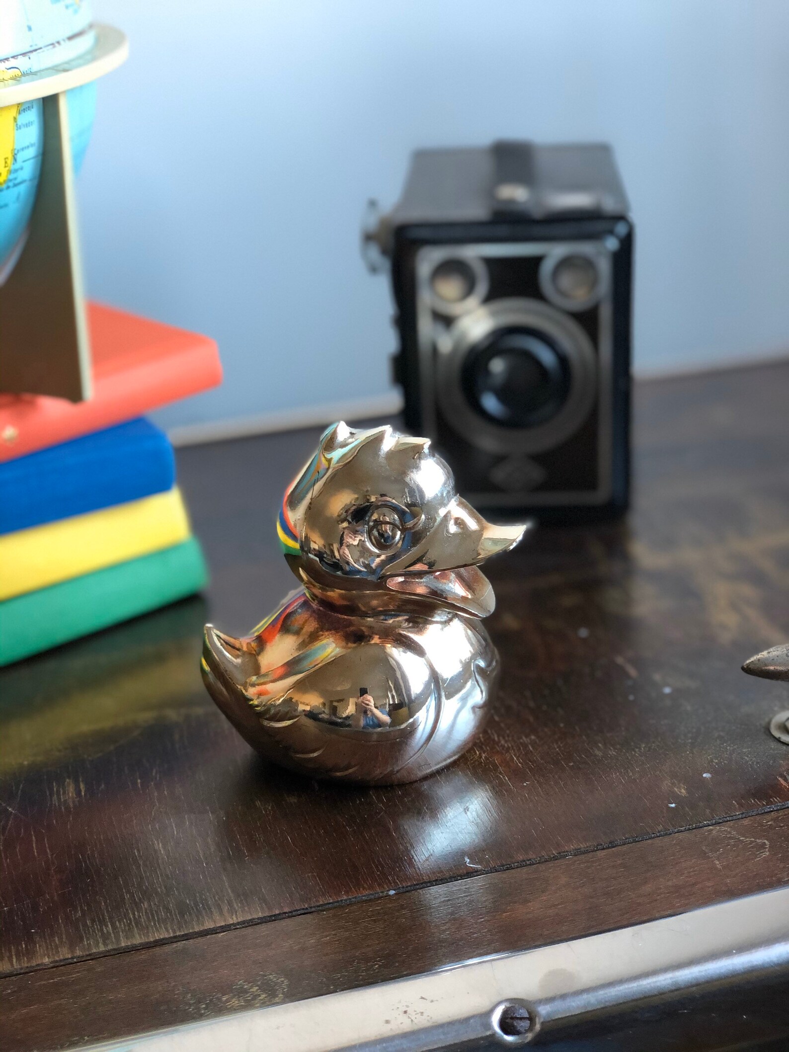 Vintage Silver Plated Metal Duck Coin Bank Great Patina Perfect Shelfie ...