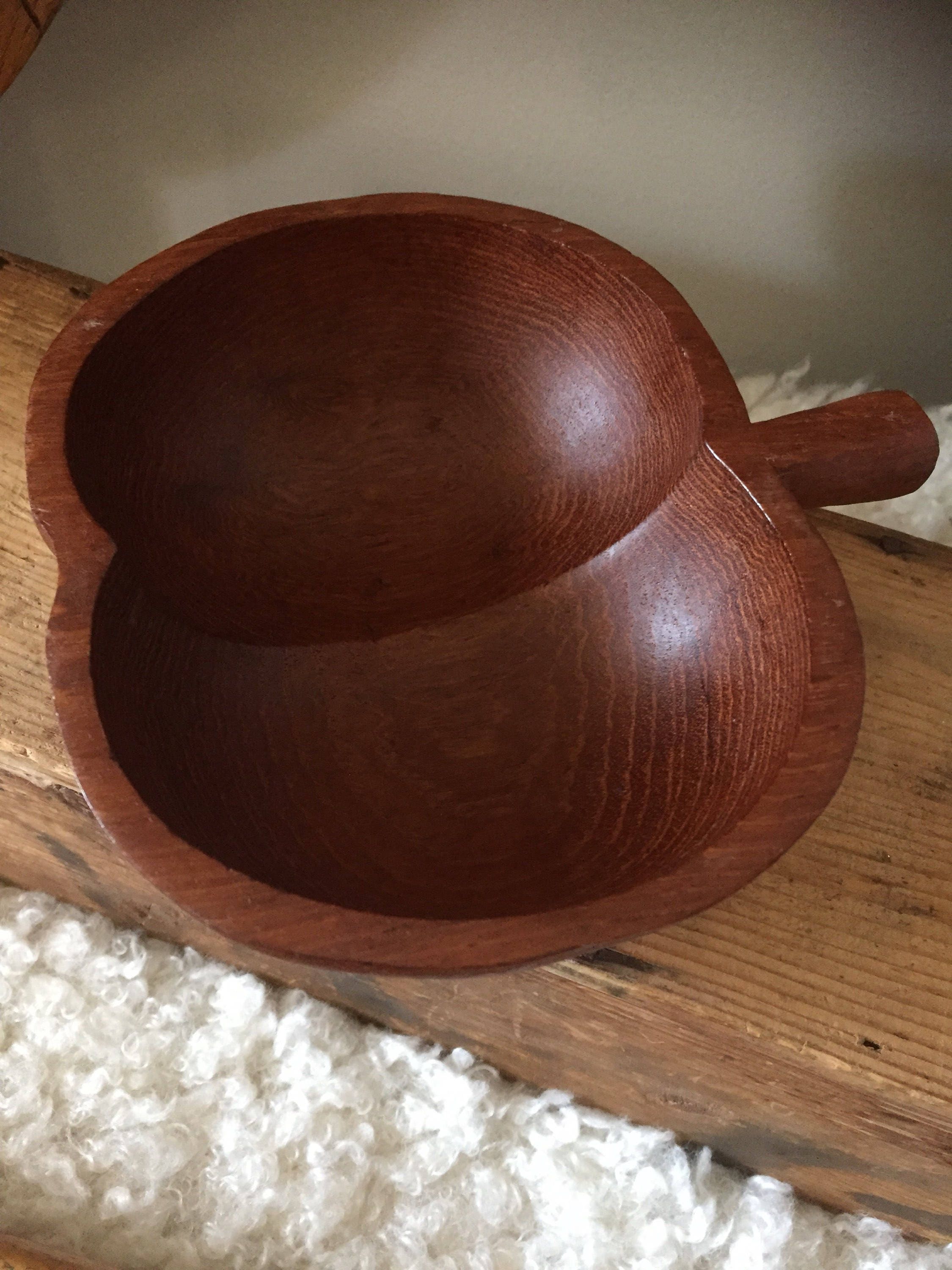Wooden/teak/bowl/Apple bowl/Handmade/Scroll/ Danish/apple/midcentury ...