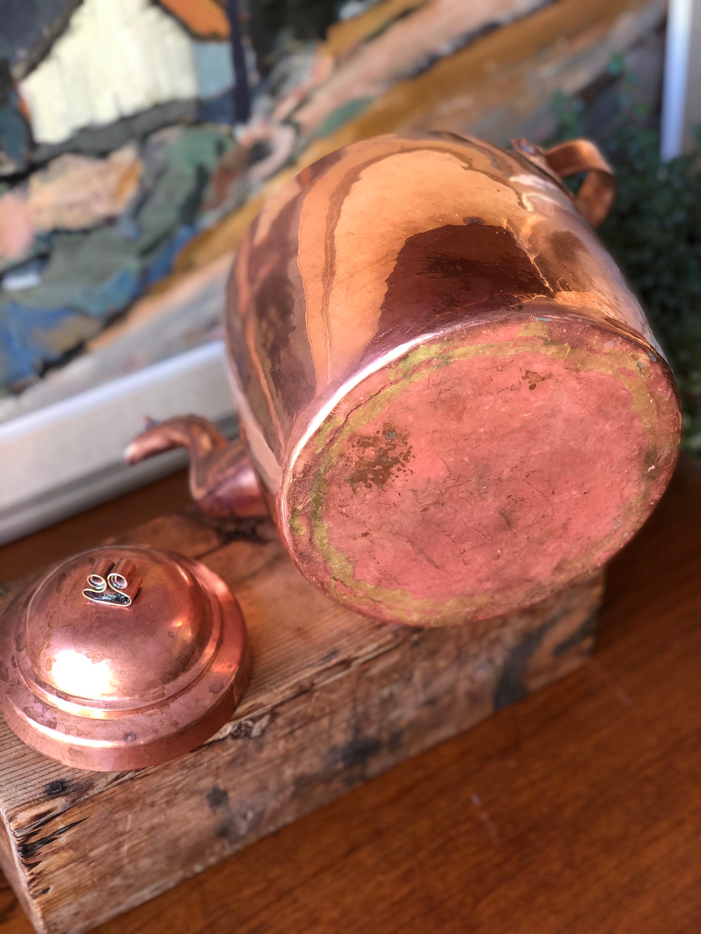 Antique Swedish copper kettle late 1800s Stamped E. Bengtsson Malmö