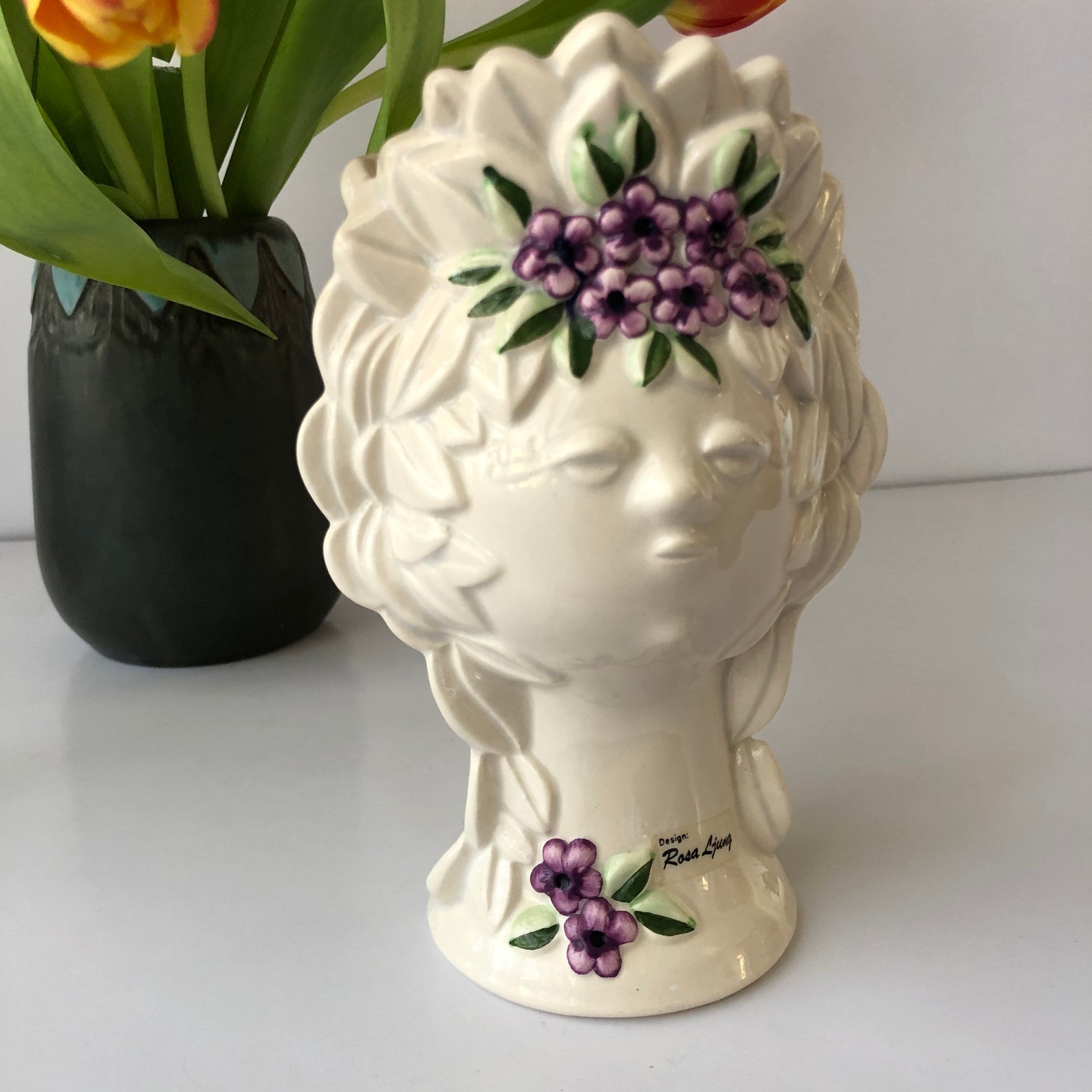 Rosa Ljung Girl Face Planter Helsingborg Sweden Purple Flower - Etsy