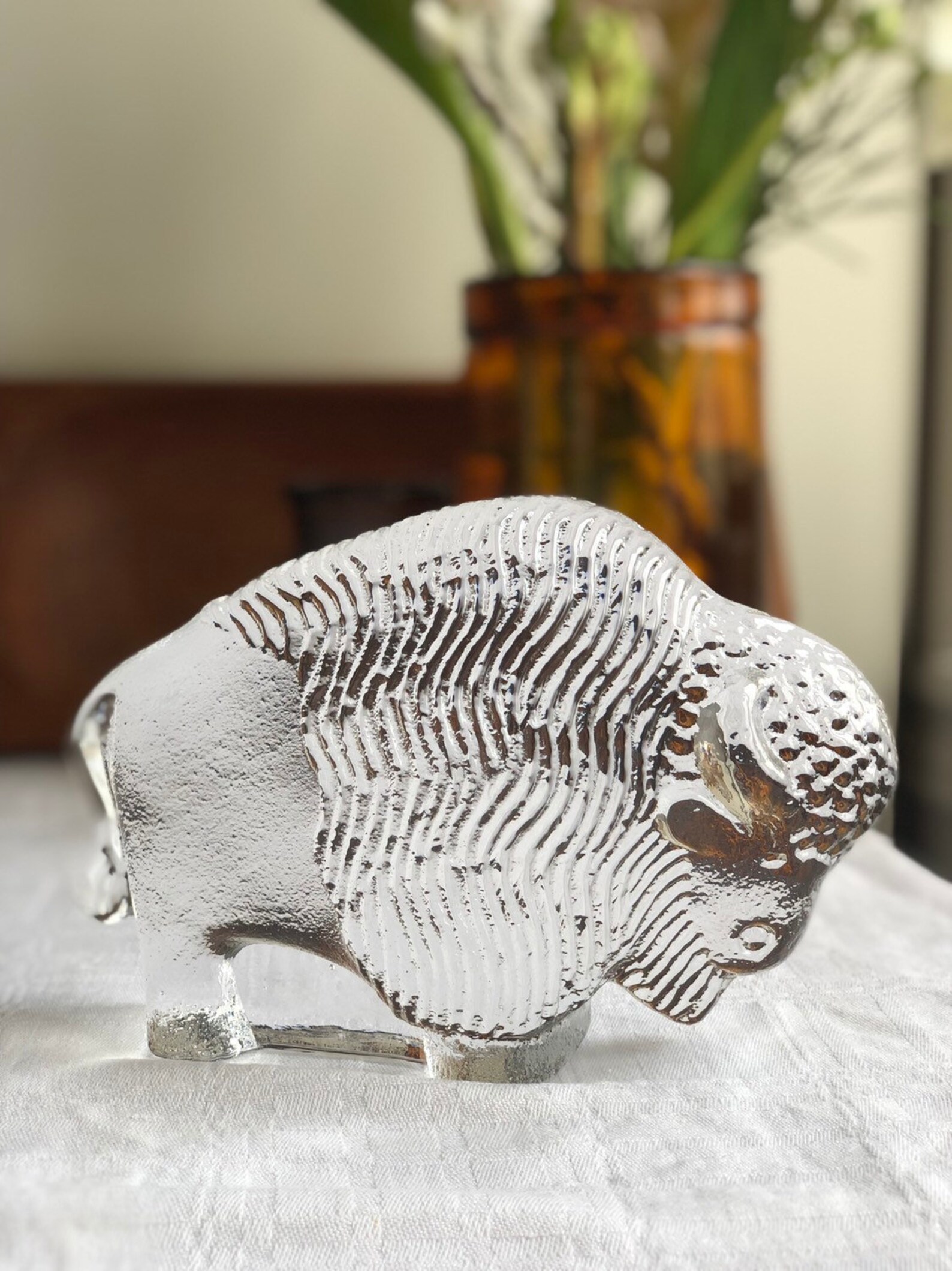 XL Lisa Larson Glass Bison Buffalo Swedish Glass 1970s Flat - Etsy