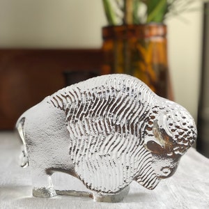 XL Lisa Larson Glass Bison Buffalo Swedish Glass 1970s Flat Back ...
