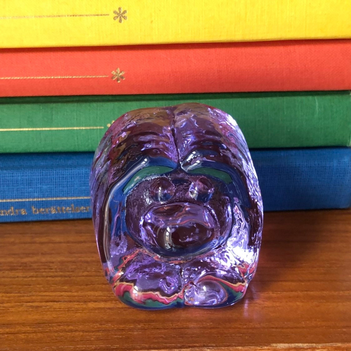 Modern purple troll glass sculpture figurine for Pukeberg glassworks by ...
