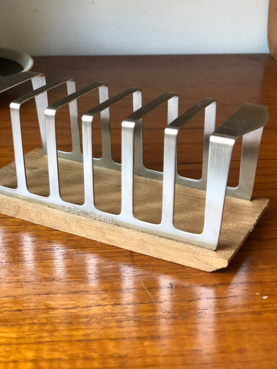 Swedish teak toast tray stainless steel toast holder