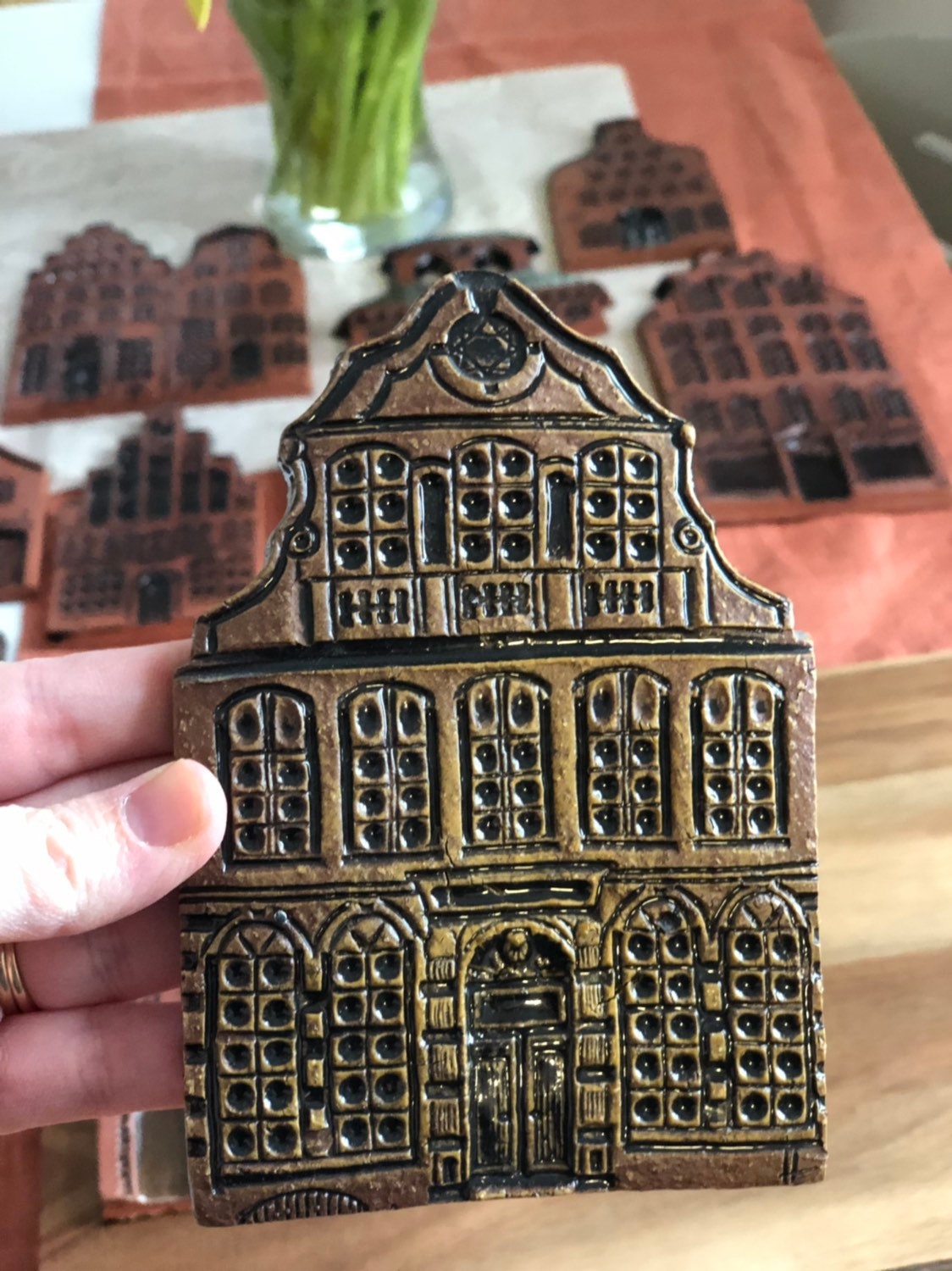 Vintage famous building ceramic wall hanging plaques from Lubeck ...