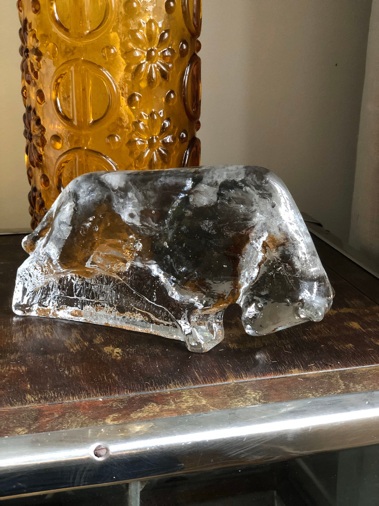 Crystal Glass Bull Sculpture Figurine Pukeberg Sweden Designed | Etsy