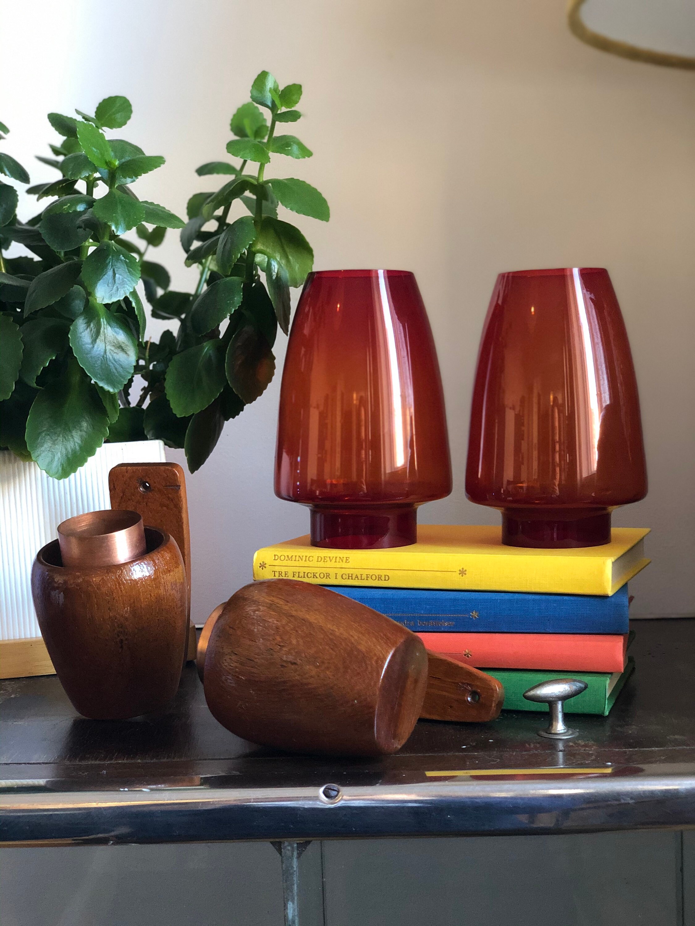 Mid century modern teak glass Wall sconces designer by Karl Holberg ...