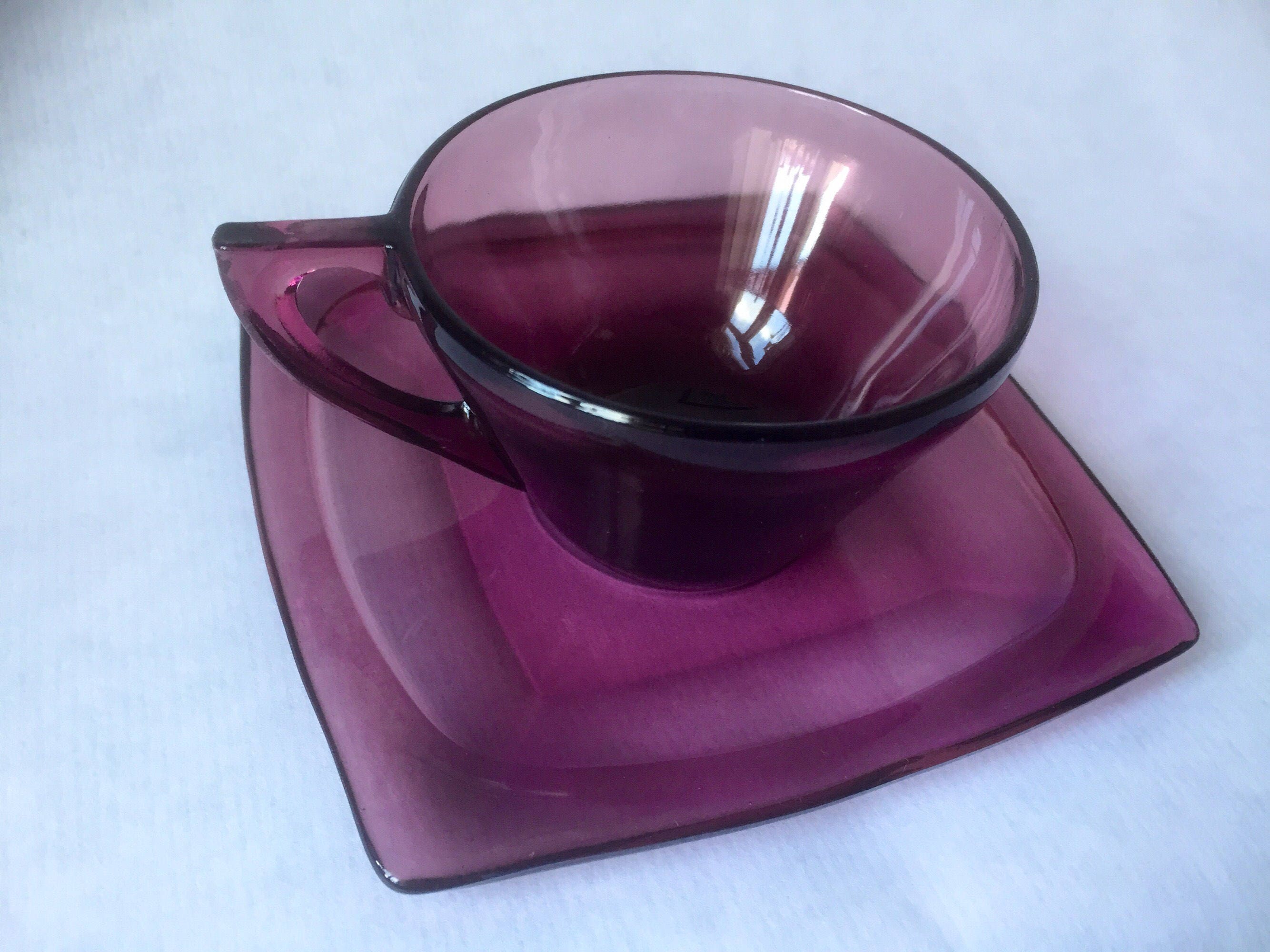 Vintage Vereco France cups and saucers in violet purple /coffee cups ...