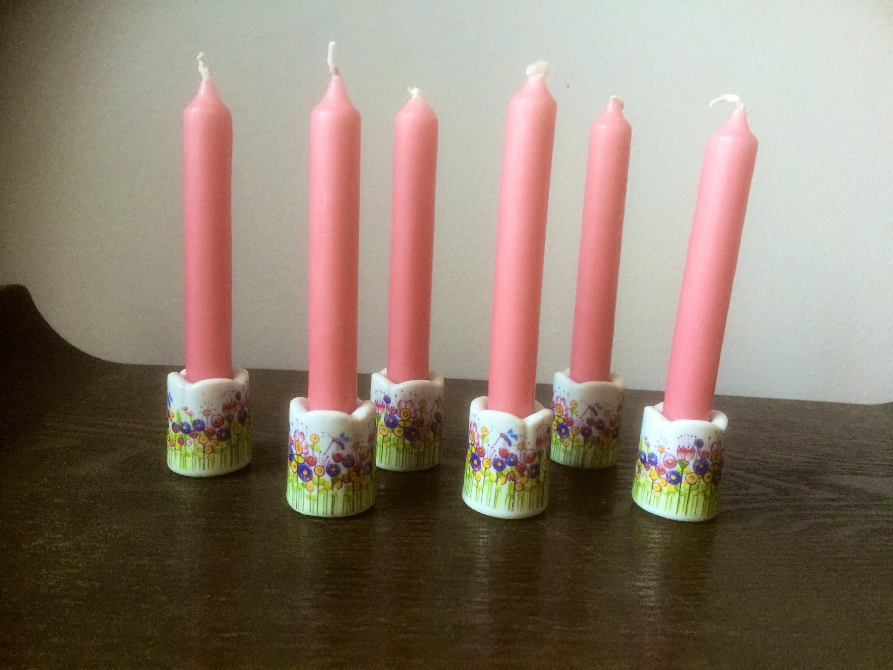 Sweet/set of 6/ceramic mini candle holders/west German /Funny Design ...